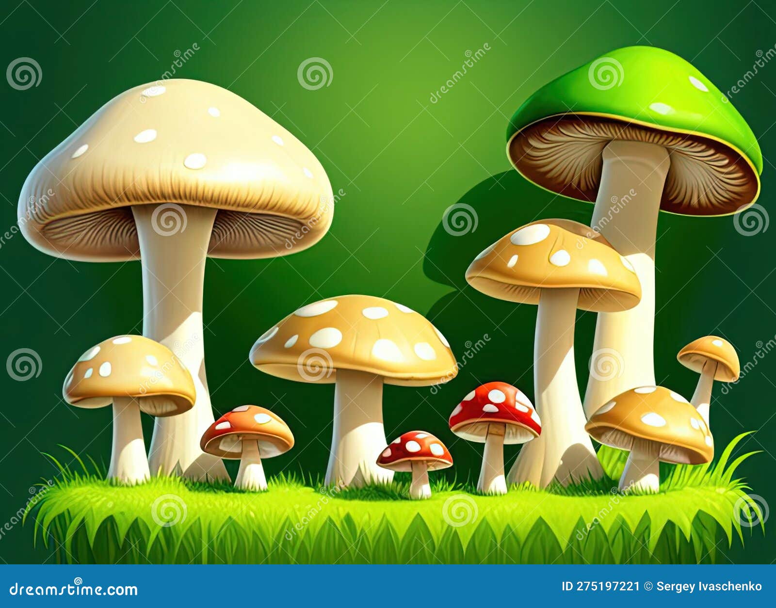Cartoon mushrooms. stock illustration. Illustration of tree - 275197221