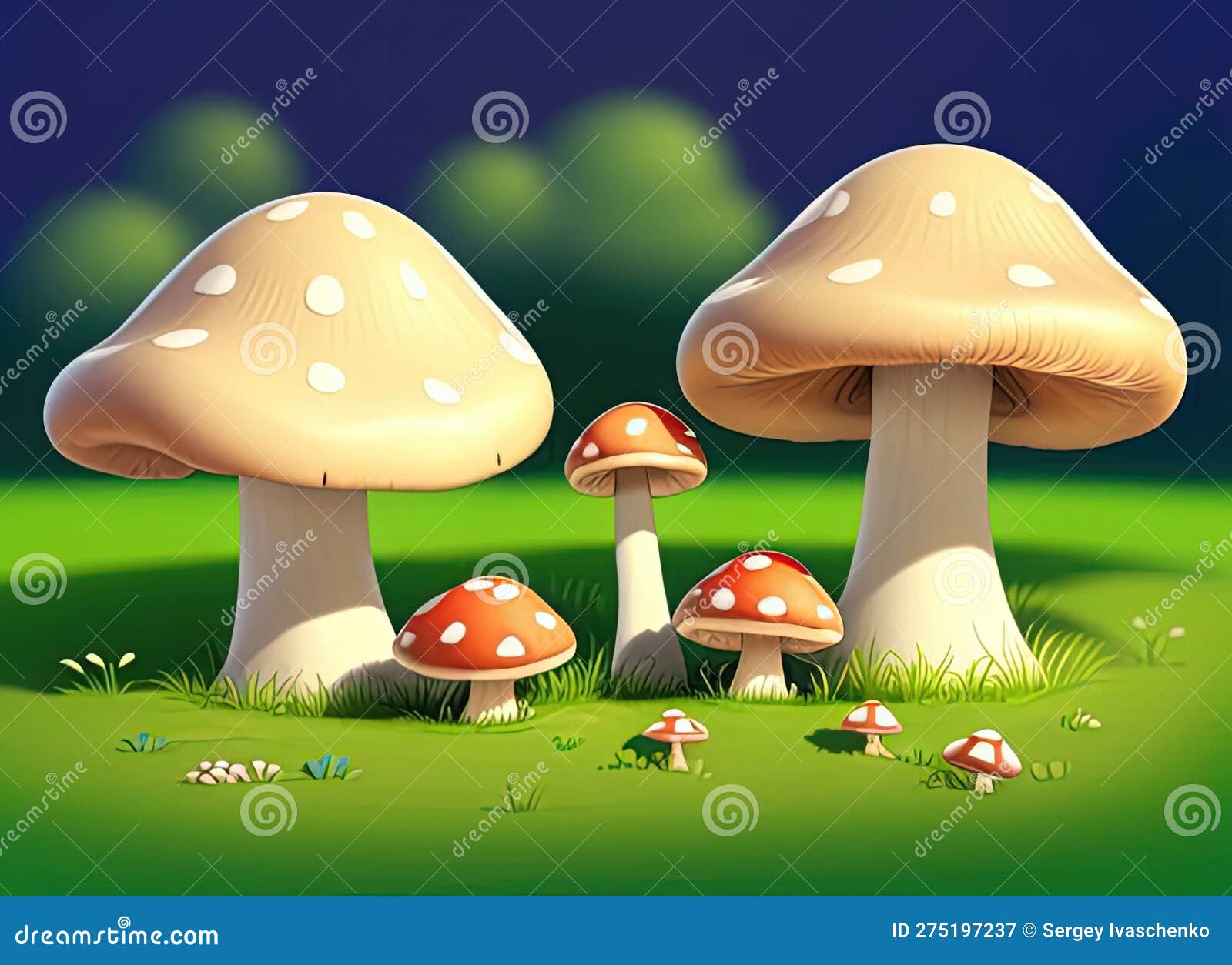 Cartoon mushrooms. stock image. Image of person, ball - 275197237