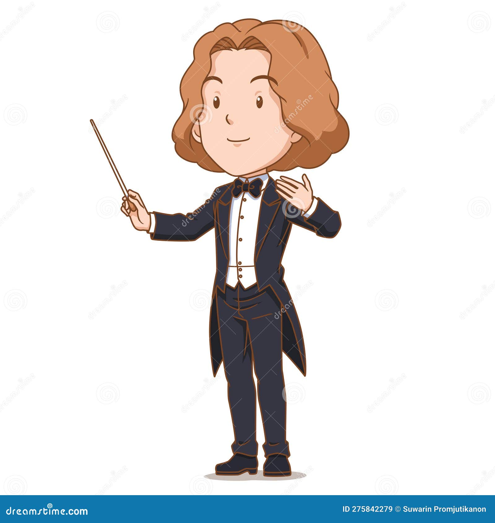 Cartoon music conductor. stock vector. Illustration of concert - 275842279