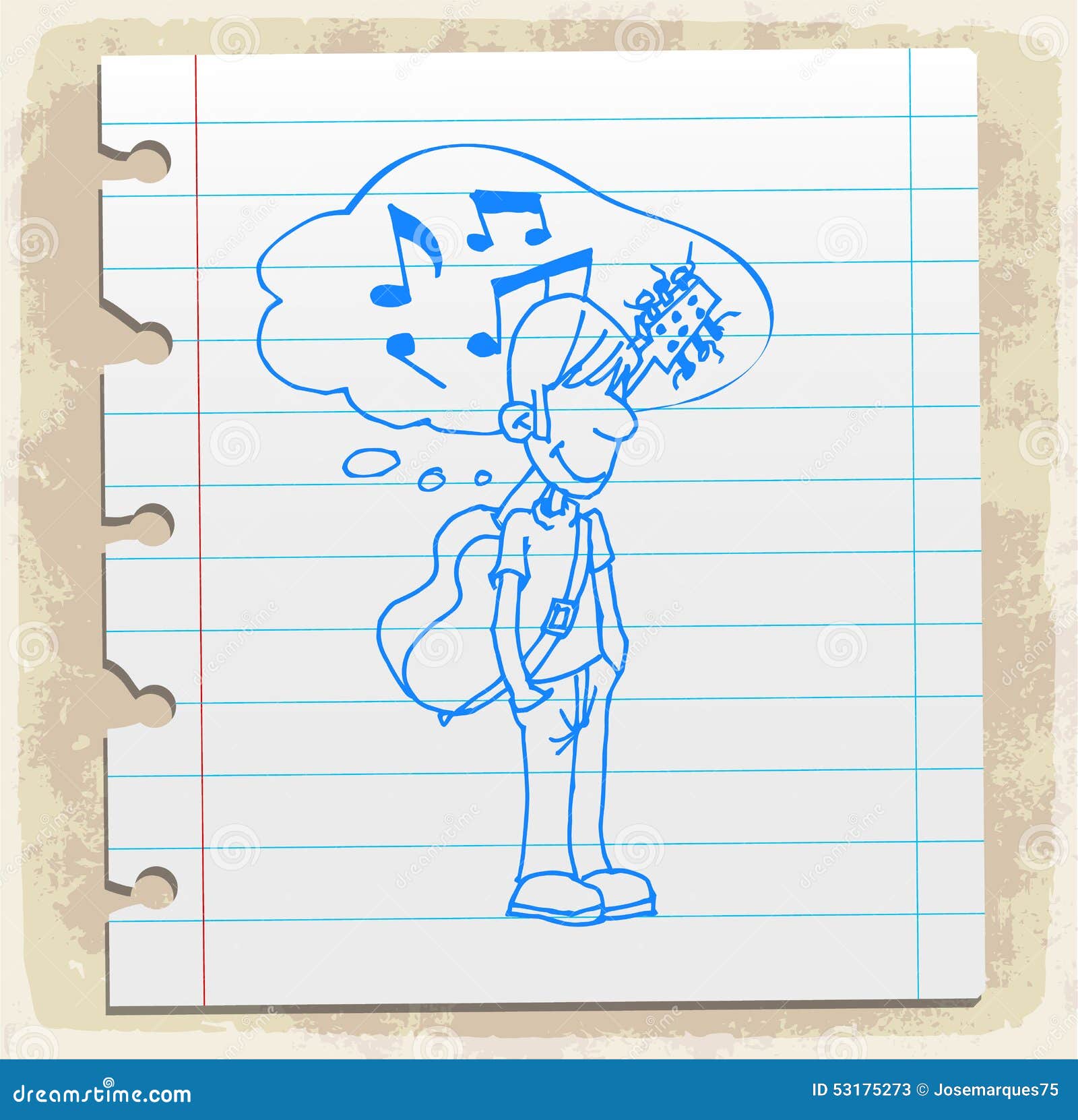 Cartoon Music on Paper Note, Vector Illustration Stock Vector ...