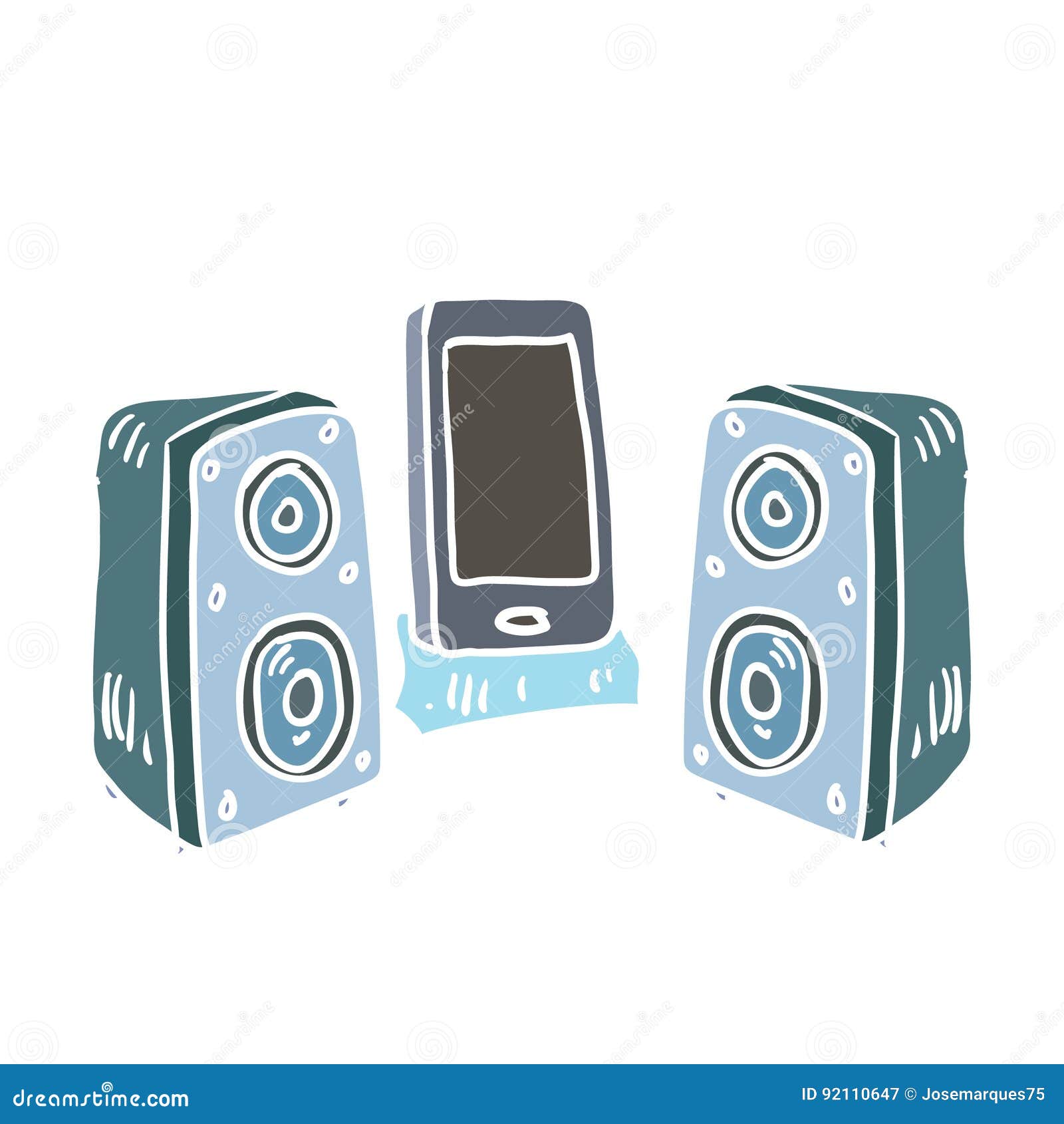 Cartoon Music Phone Illustration Stock Vector - Illustration of hand ...