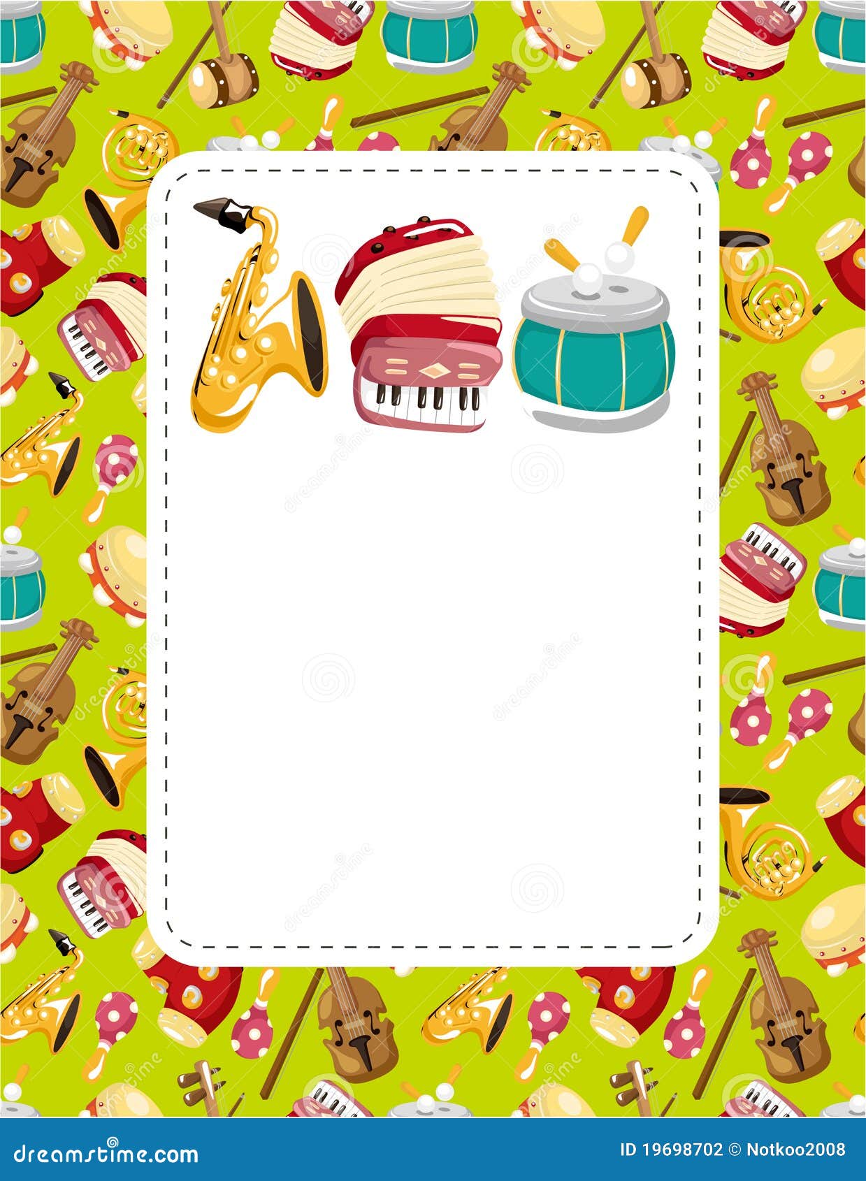 Cartoon Musical Instrument Seamless Pattern Stock Vector - Illustration ...