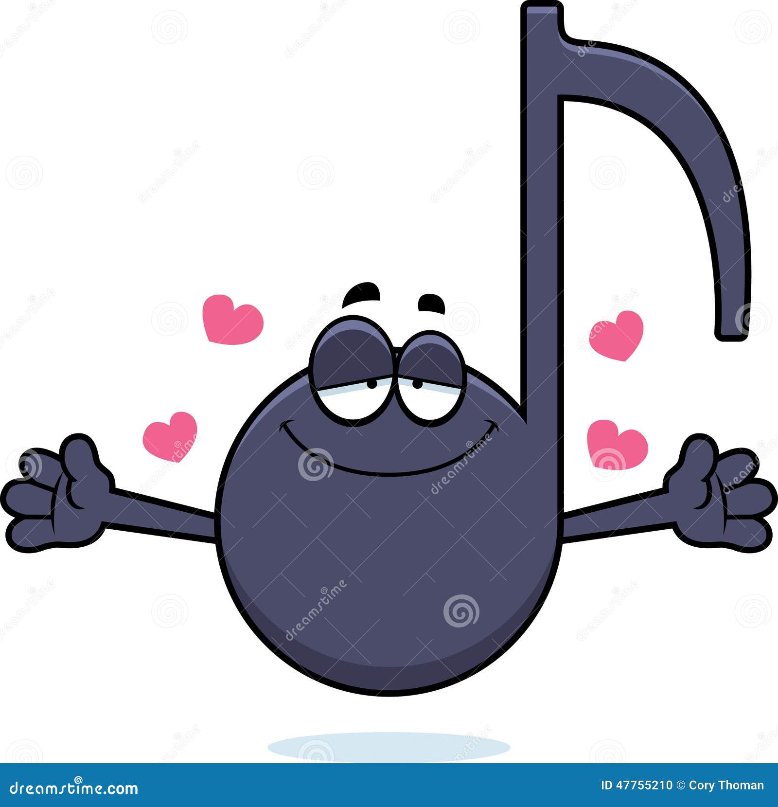 Cartoon Musical Note Hug stock vector. Illustration of hearts - 47755210