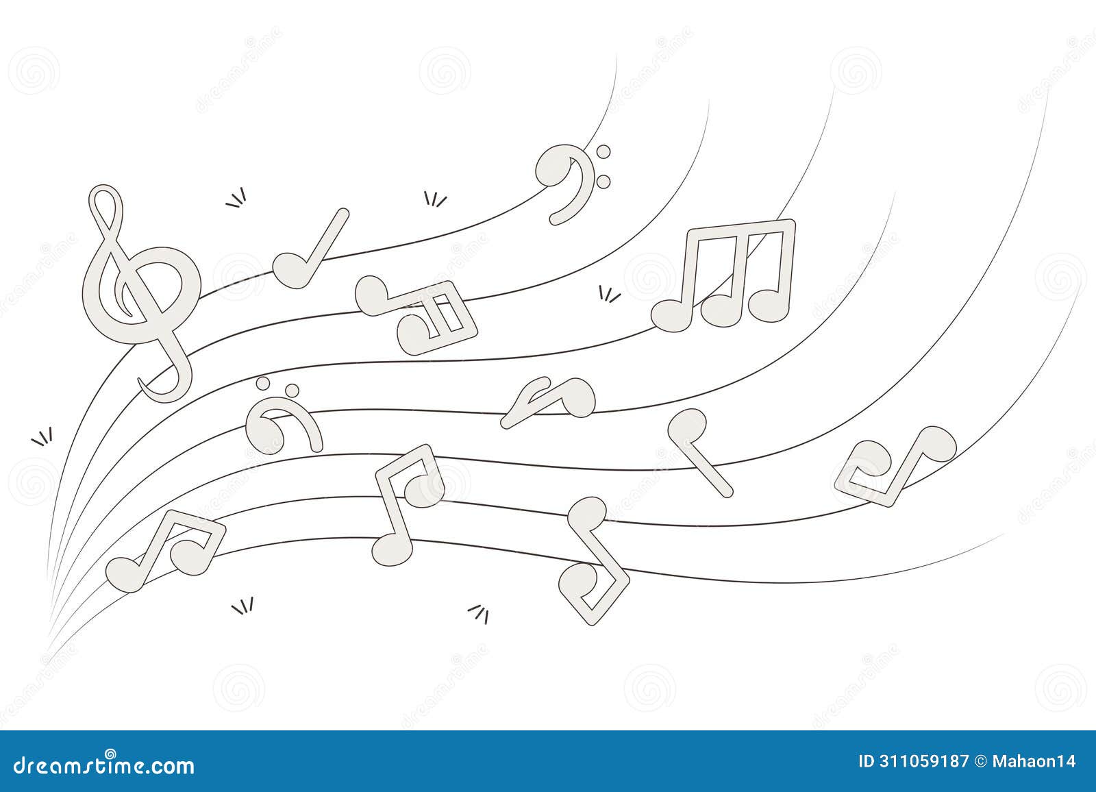 Cartoon musical notes stock vector. Illustration of clef - 311059187