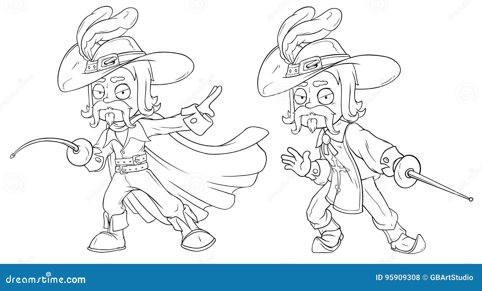 Cartoon Musketeer With Sword Characters Vector Set | CartoonDealer.com ...