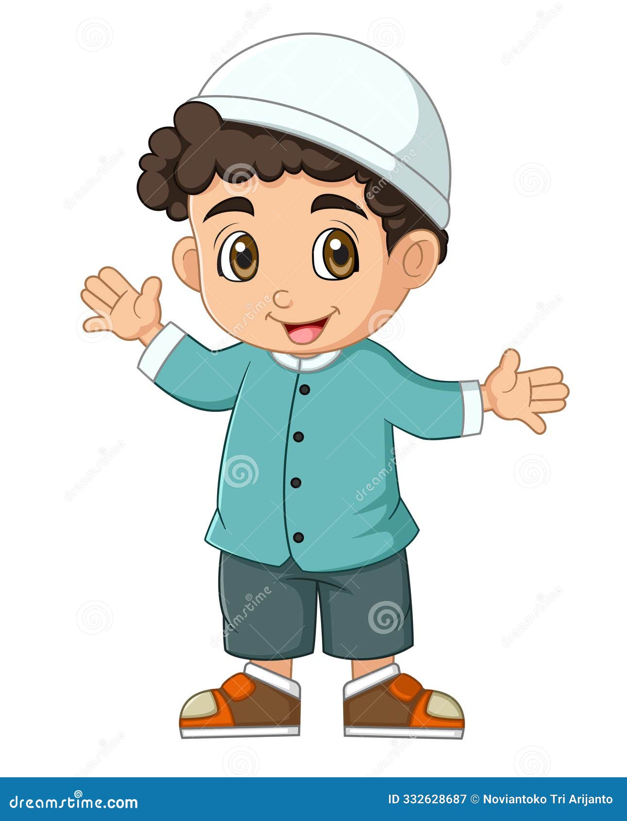Cartoon Muslim Boy with Good Posing Stock Vector - Illustration of ...