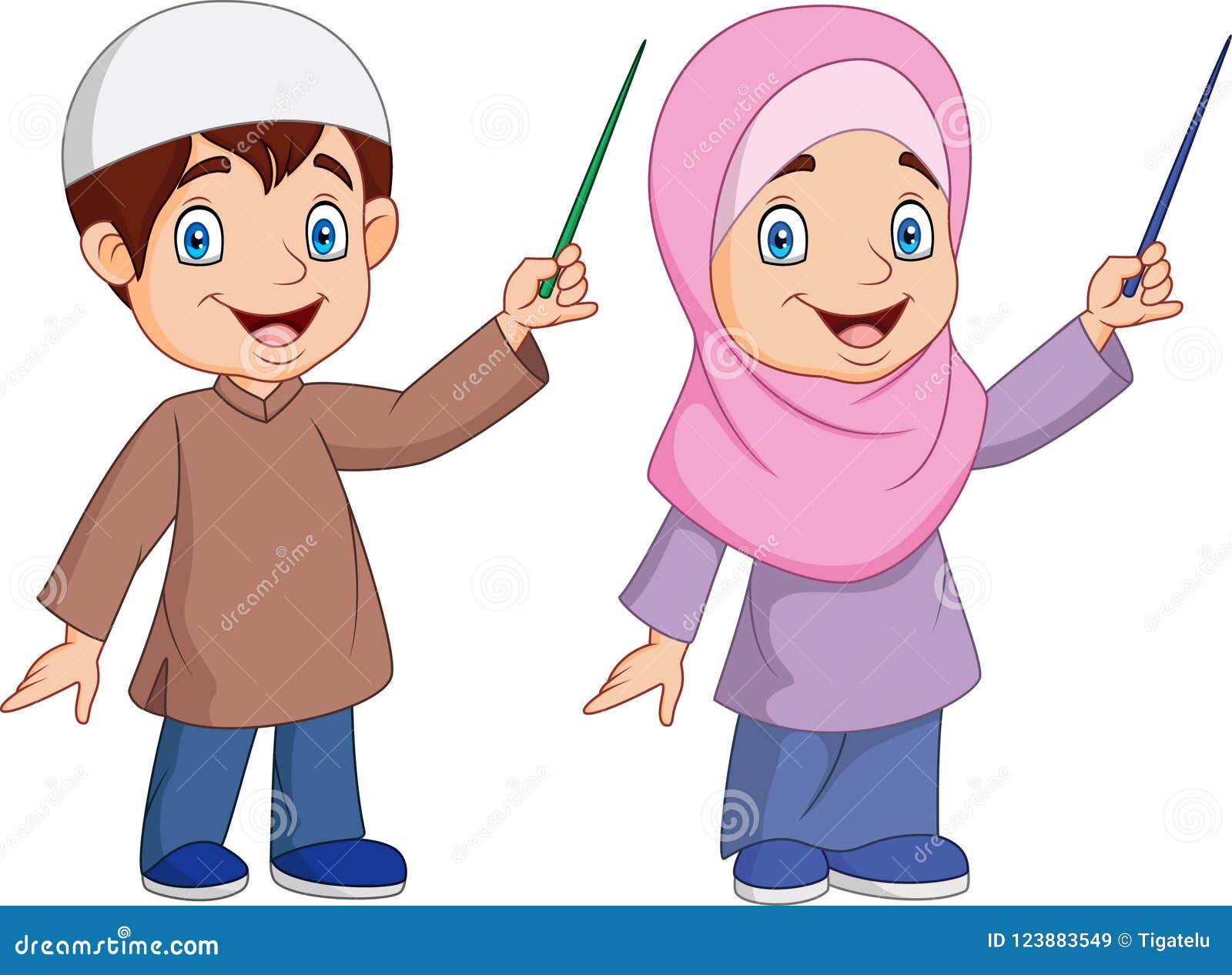 Cartoon Muslim Kid Presenting Stock Vector - Illustration of expression ...