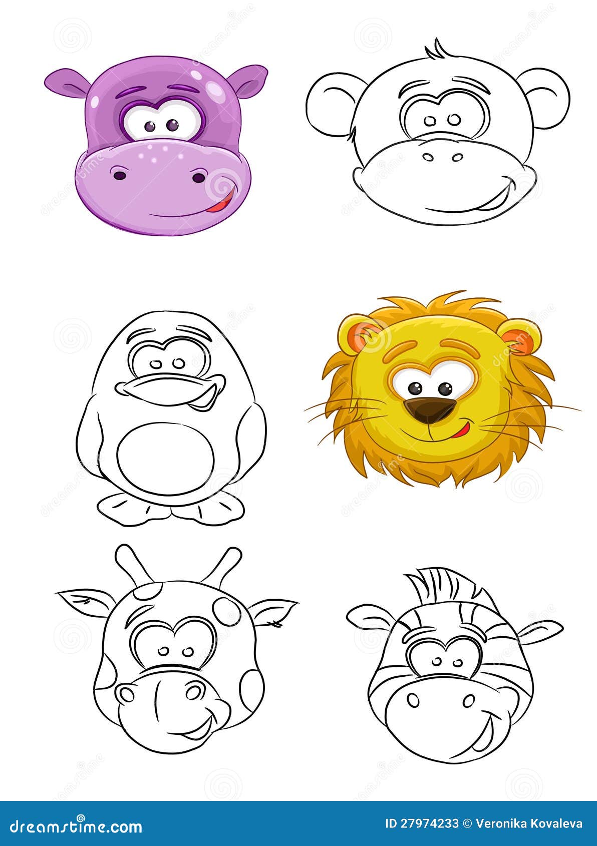 Cartoon muzzles of animals stock vector. Illustration of symbol - 27974233