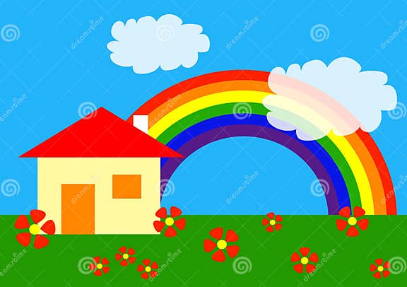 Cartoon: my home stock vector. Illustration of flowers - 686718