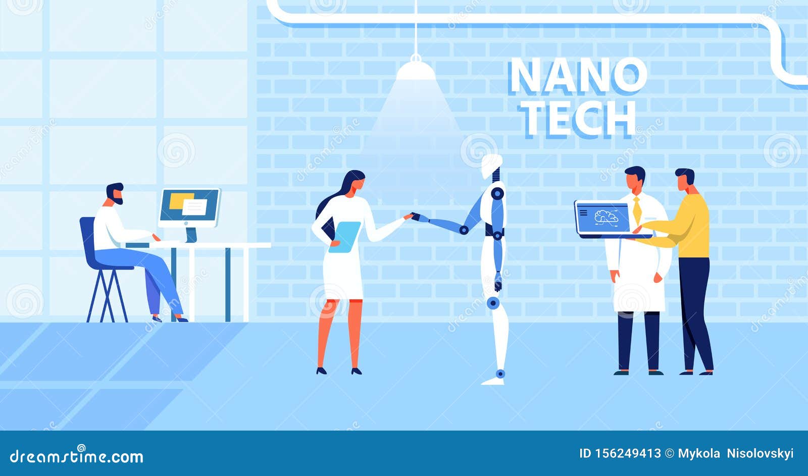 Cartoon Nano Tech Research Center for AI Creation Illustration de ...