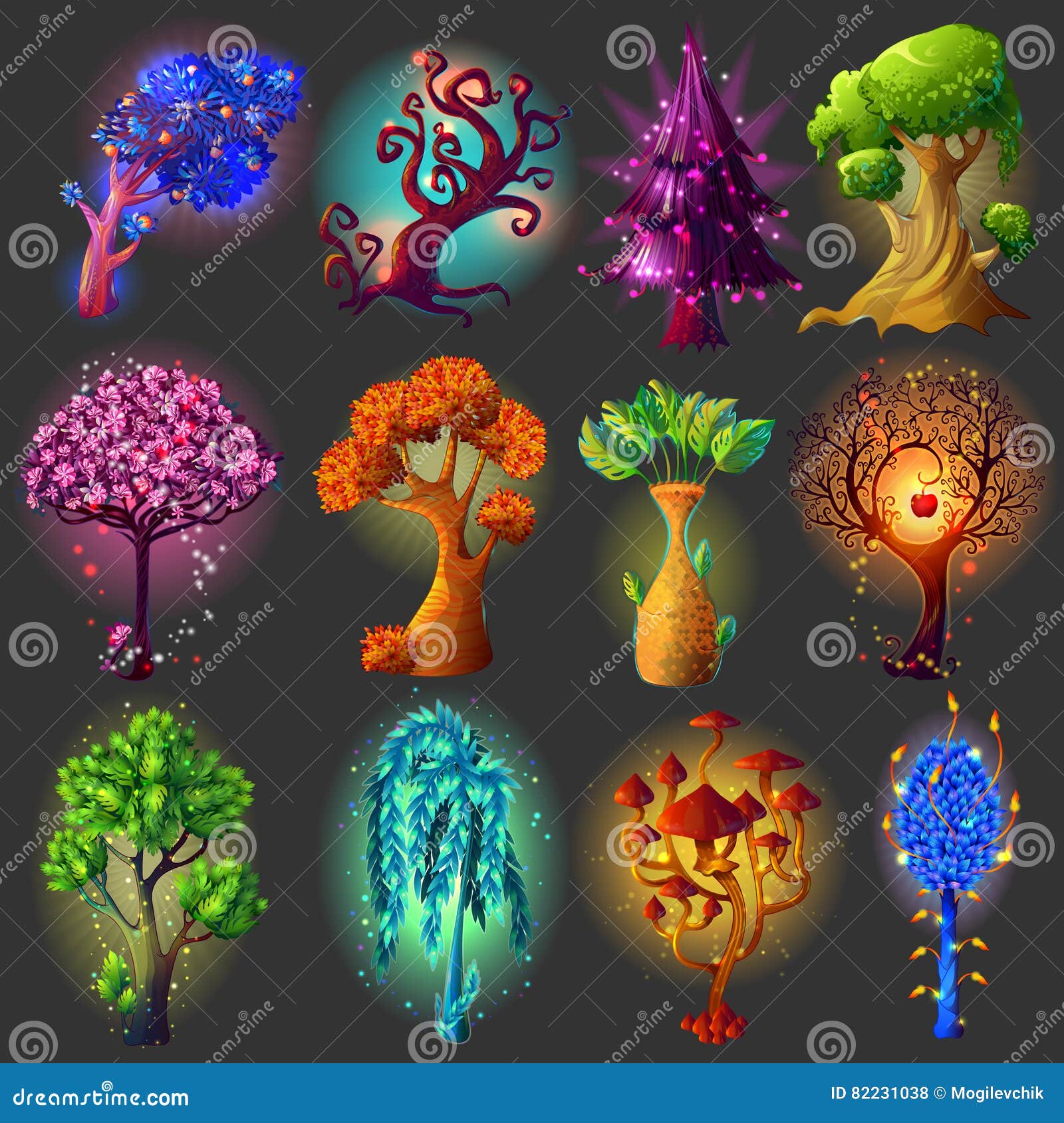 Cartoon Natural Icon Set stock vector. Illustration of collection ...