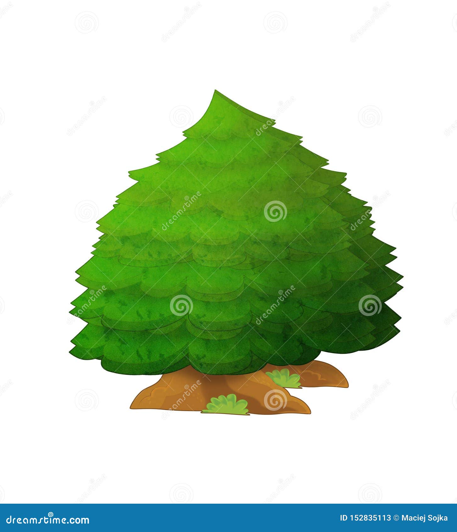 Cartoon Nature Element Tree on White Background Stock Illustration ...