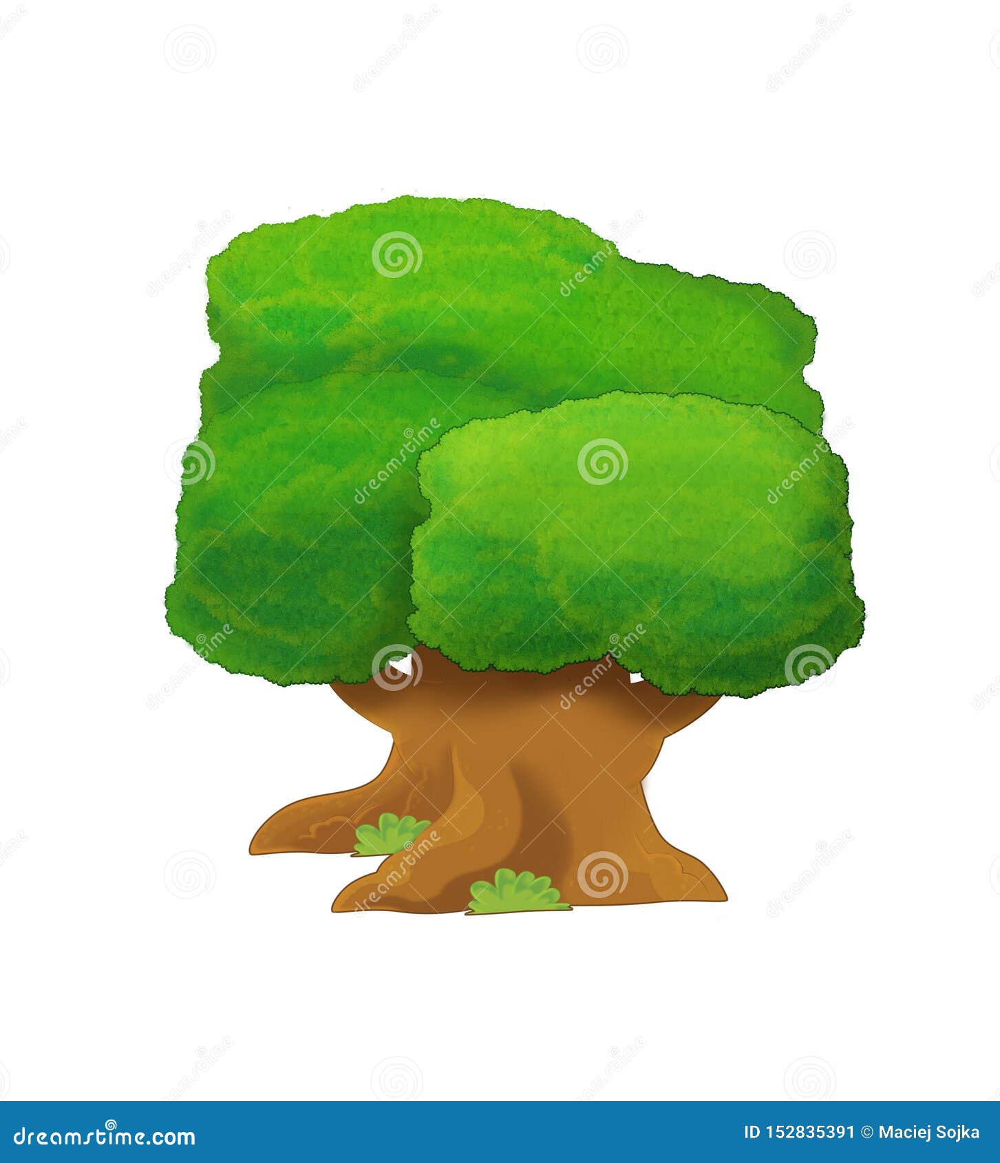 Cartoon Nature Element Tree on White Background Stock Illustration ...