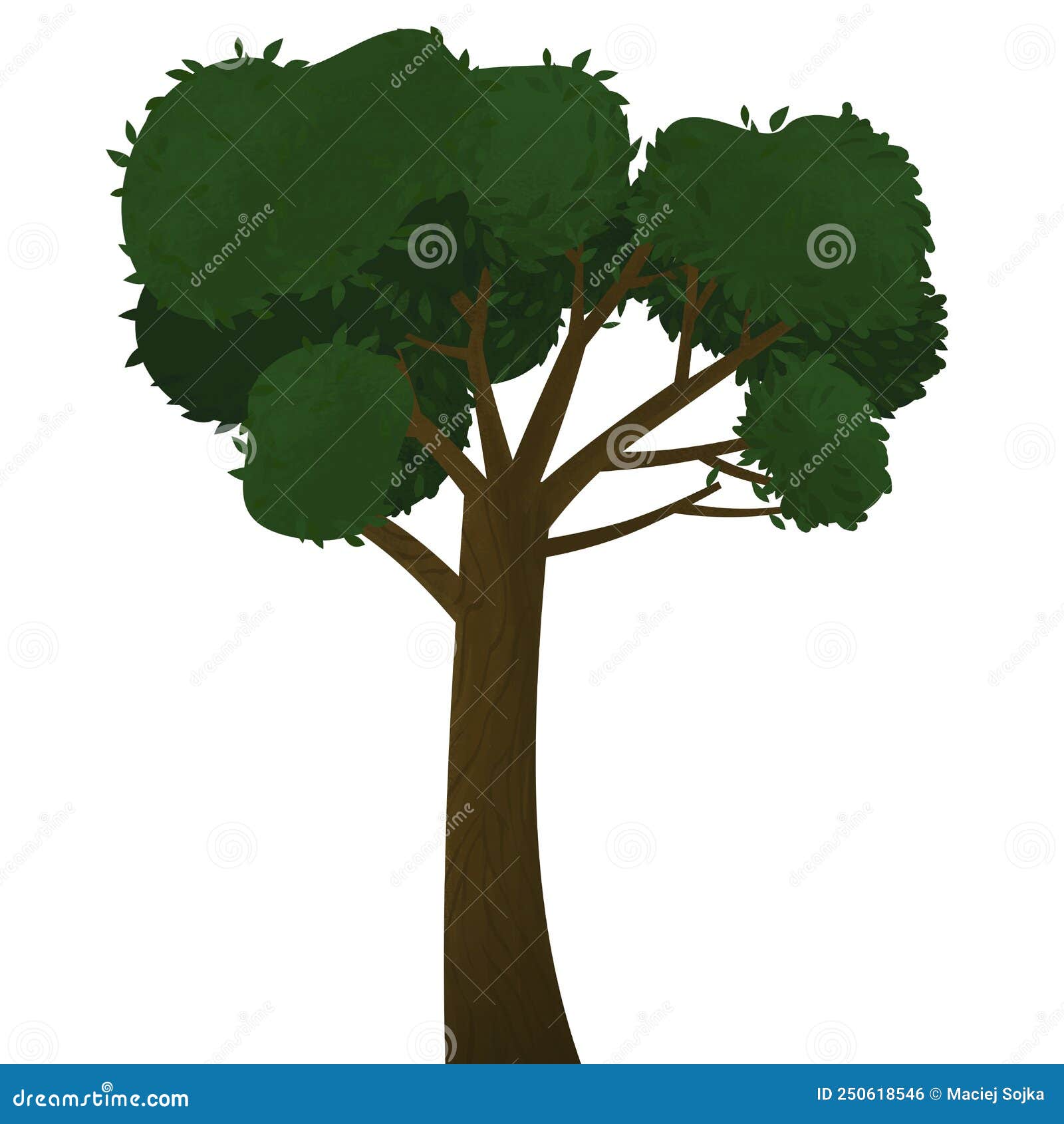 Cartoon Nature Element Tree on White Background Stock Illustration ...