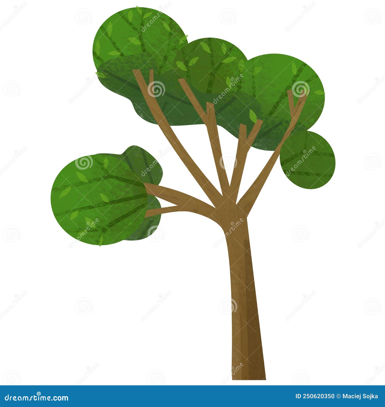 Cartoon Nature Element Tree on White Background Stock Illustration ...