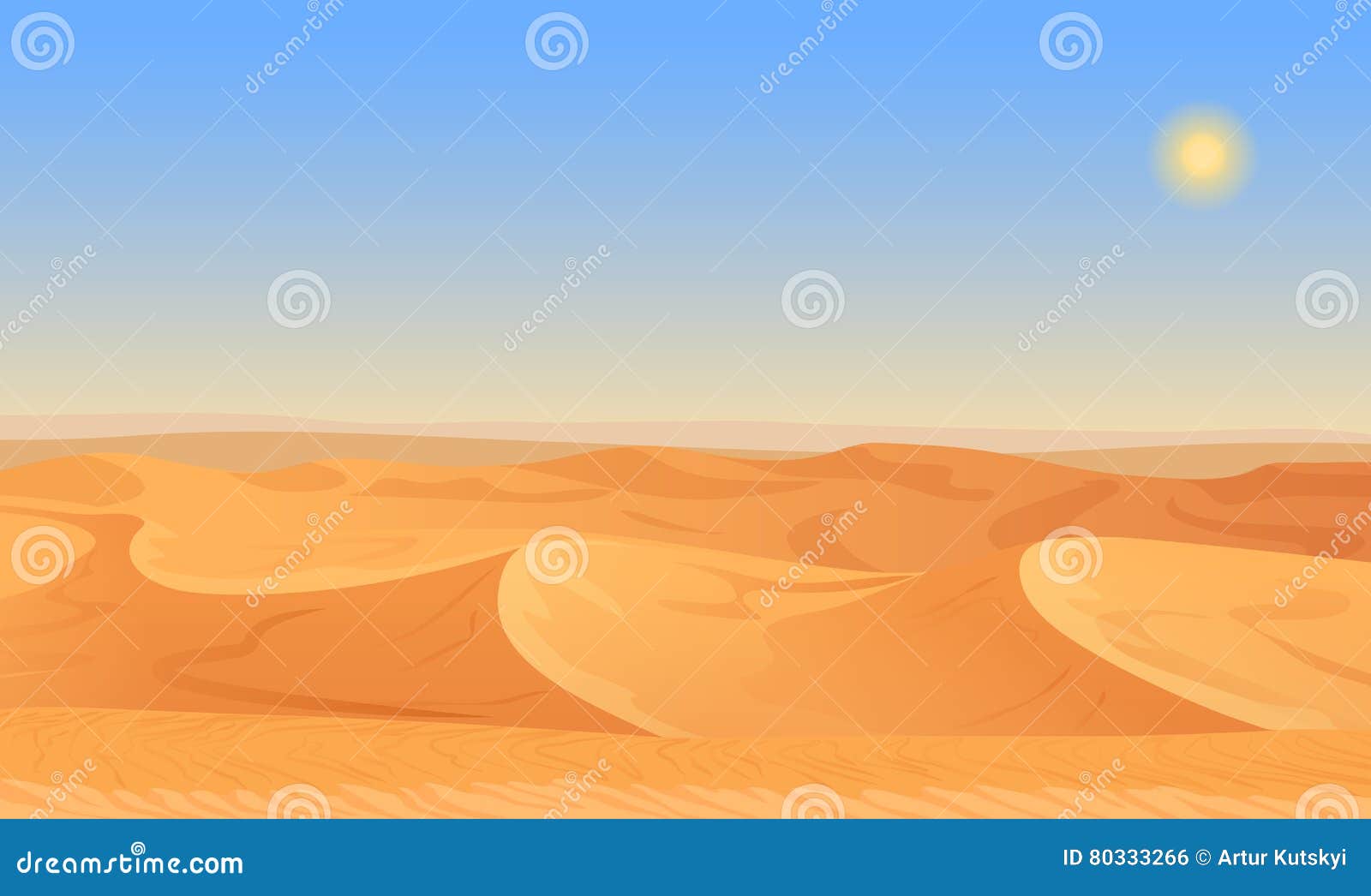 Cartoon Nature Empty Sand Desert Landscape Vector Illustration. Stock ...