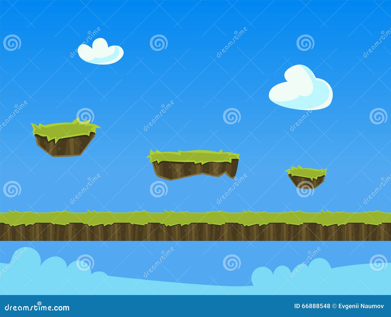 Cartoon Nature Landscape, with Grass and Cloud for Platform Games ...