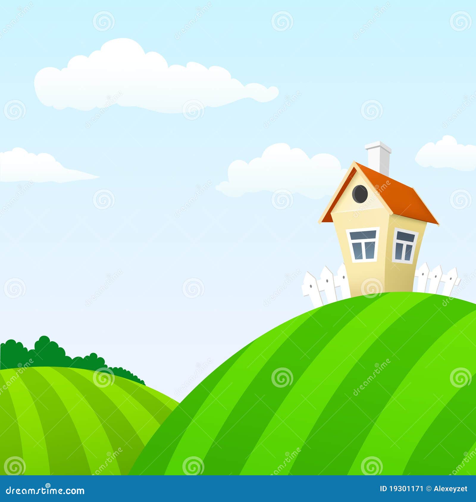 Cartoon Nature Landscape with House Stock Vector - Illustration of ...