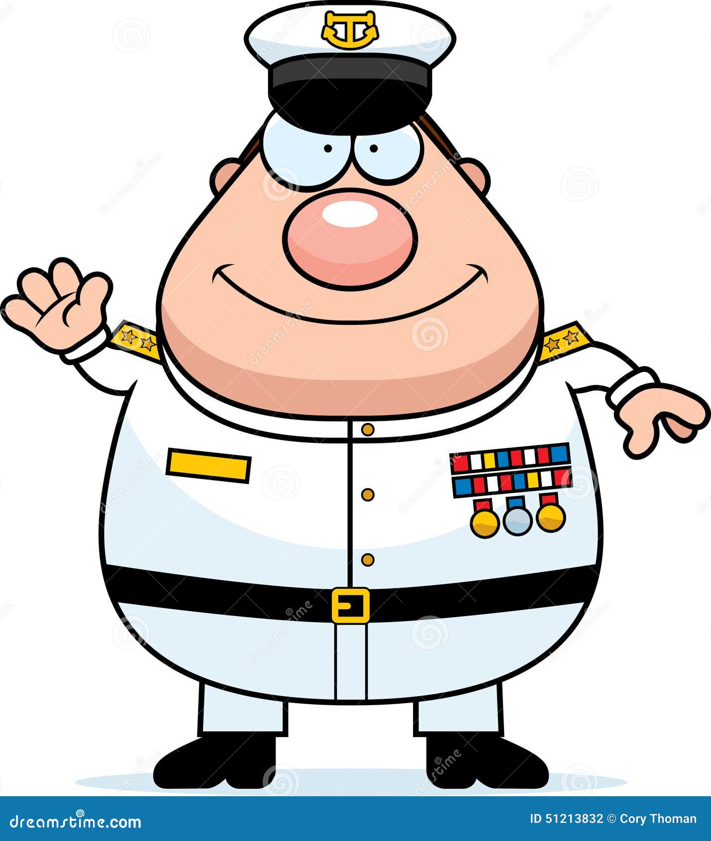 Cartoon Navy Admiral Waving Stock Vector - Illustration of officer ...