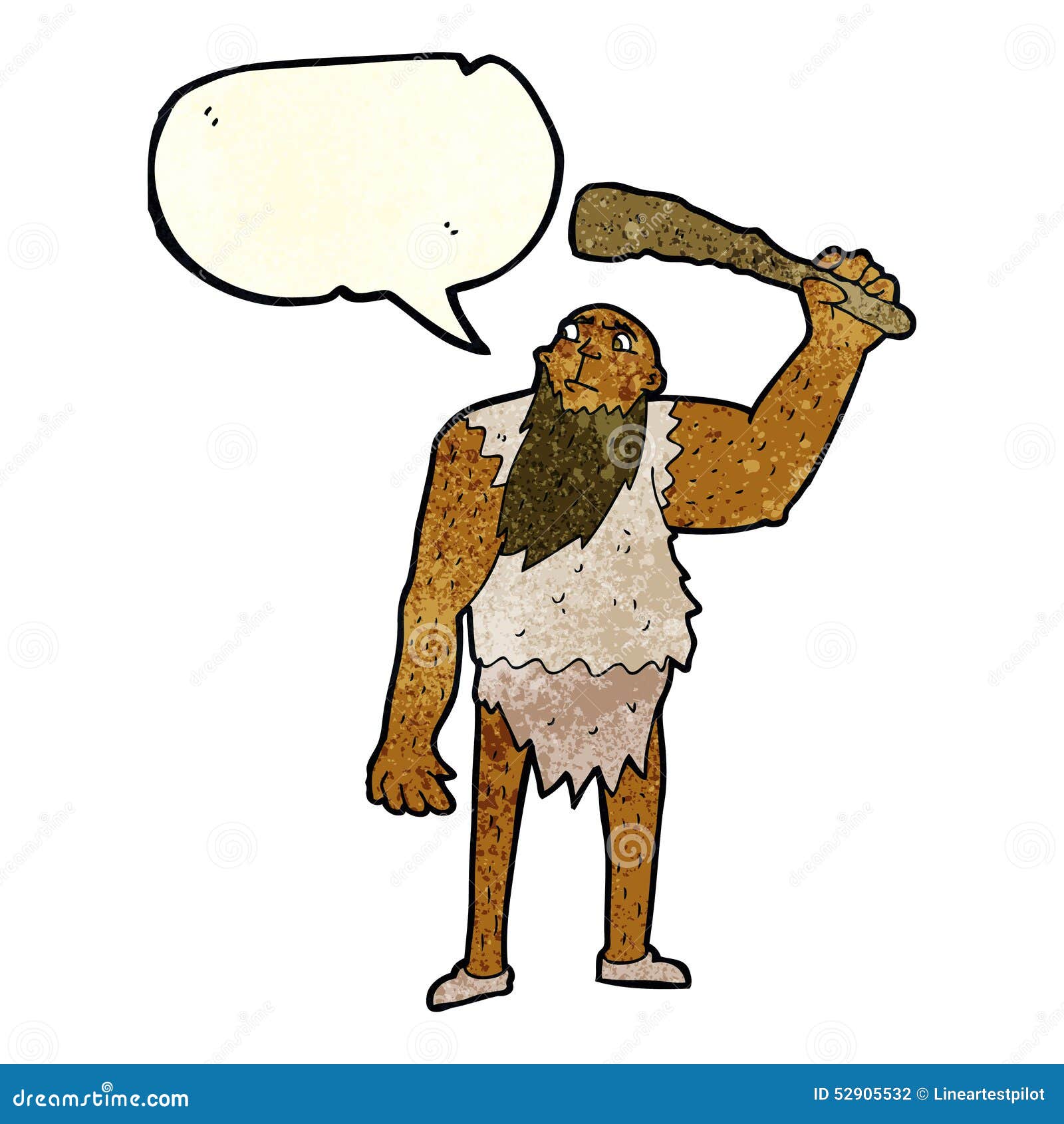 Cartoon Neanderthal with Speech Bubble Stock Illustration ...