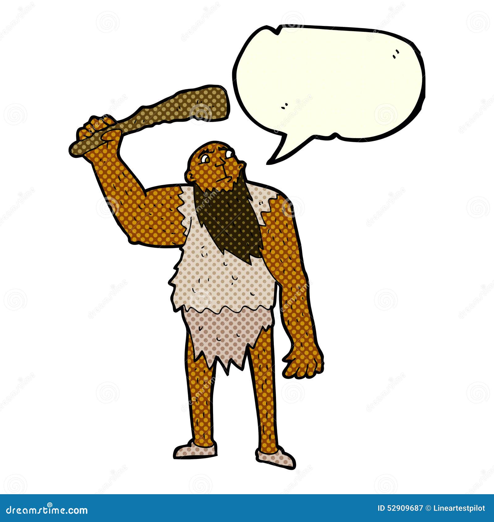 Cartoon Neanderthal with Speech Bubble Stock Illustration ...
