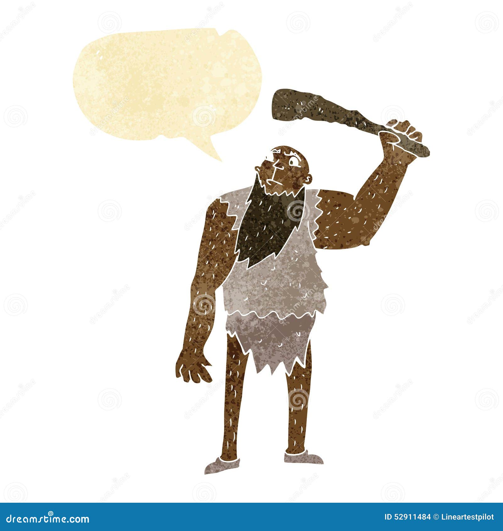 Cartoon Neanderthal with Speech Bubble Stock Illustration ...