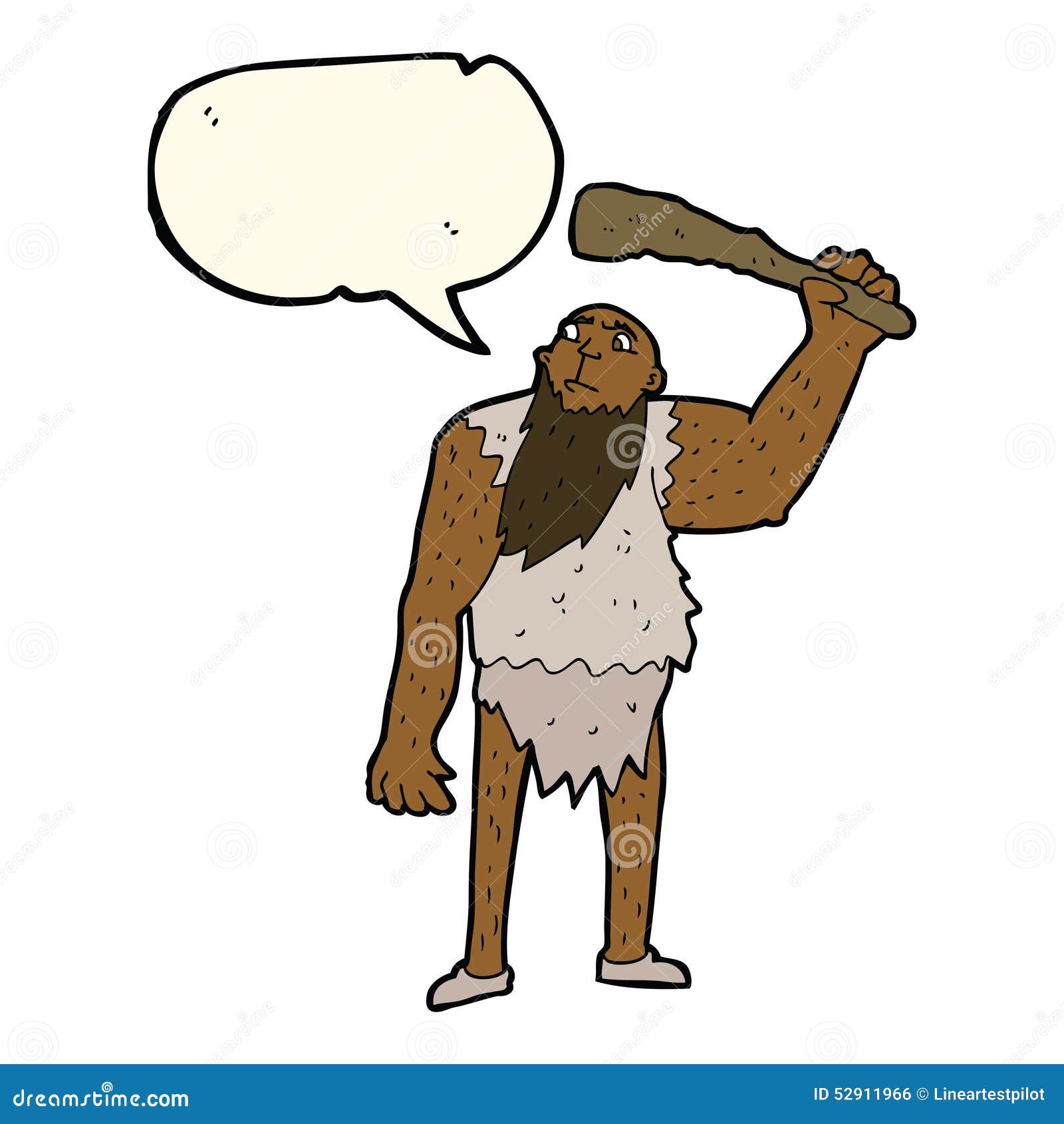 Cartoon Neanderthal with Speech Bubble Stock Illustration ...
