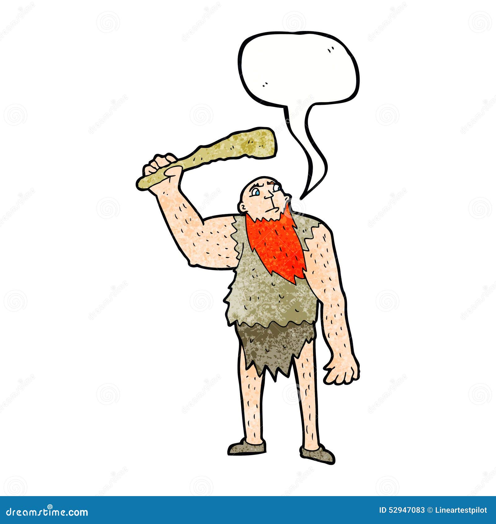 Cartoon Neanderthal with Speech Bubble Stock Illustration ...