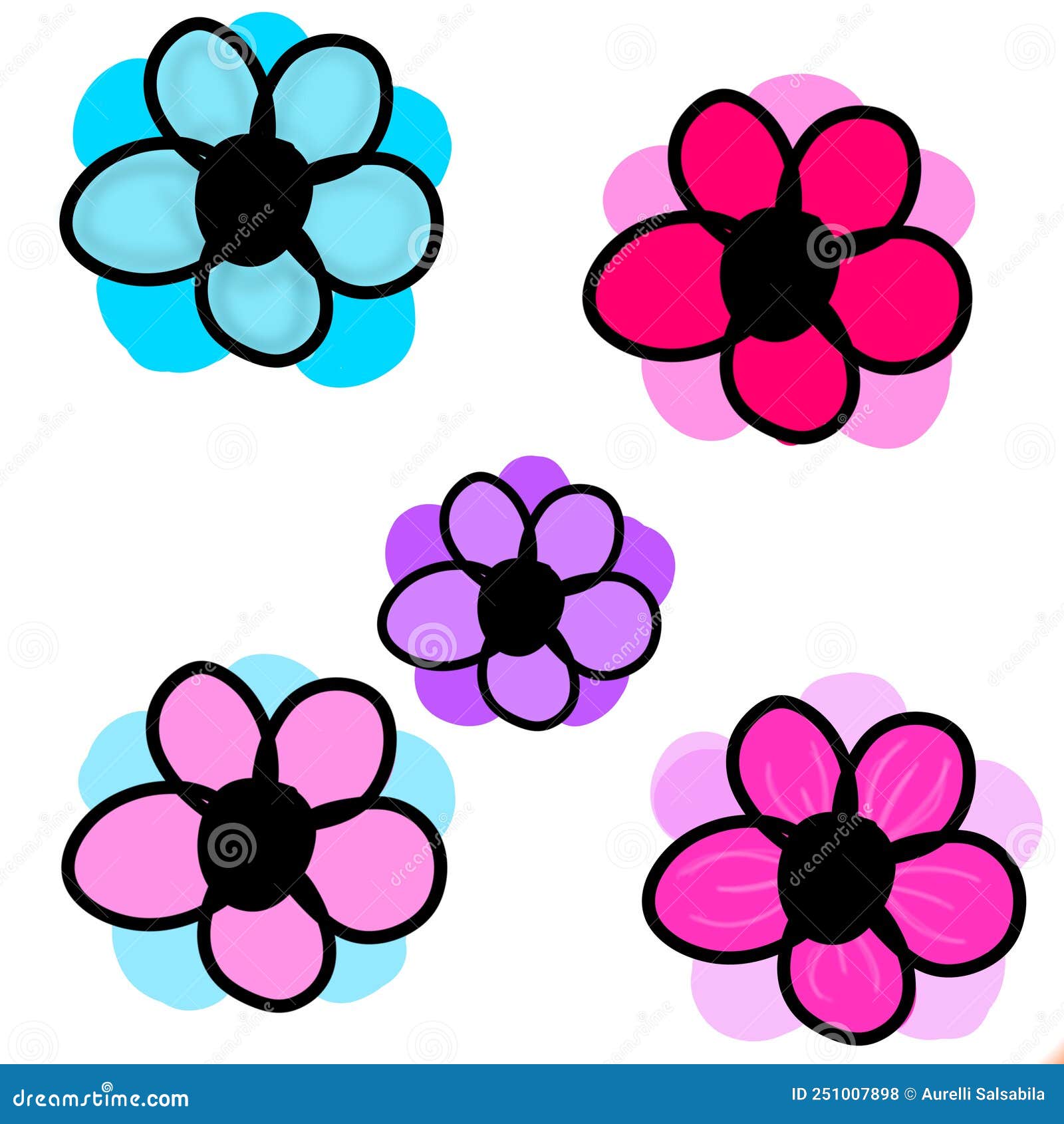 Cartoon Neon Style Flower Pattern Royalty-Free Stock Image ...