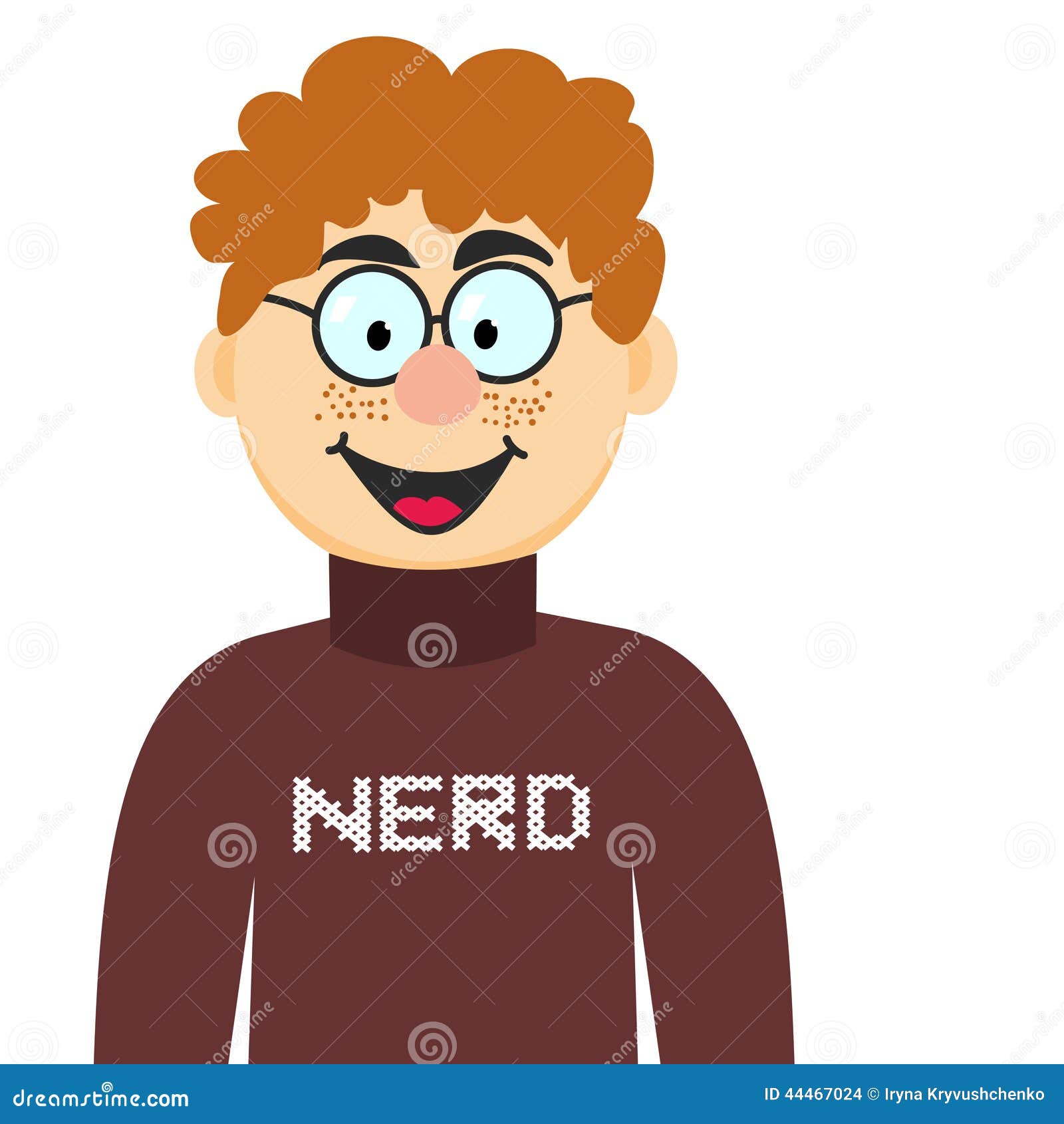 Cartoon Nerd in Glasses and Pullover. Stock Vector - Illustration of ...