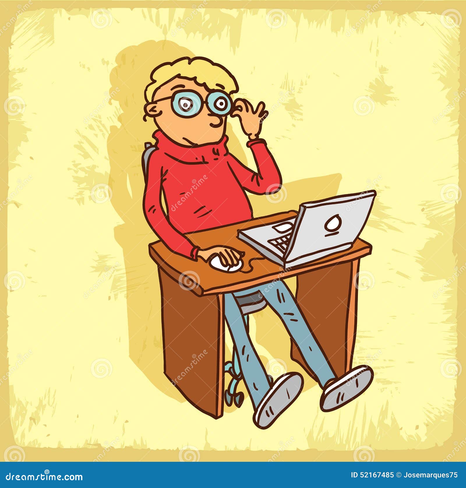 Cartoon Nerd Illustration , Vector Icon. Stock Vector - Illustration of ...