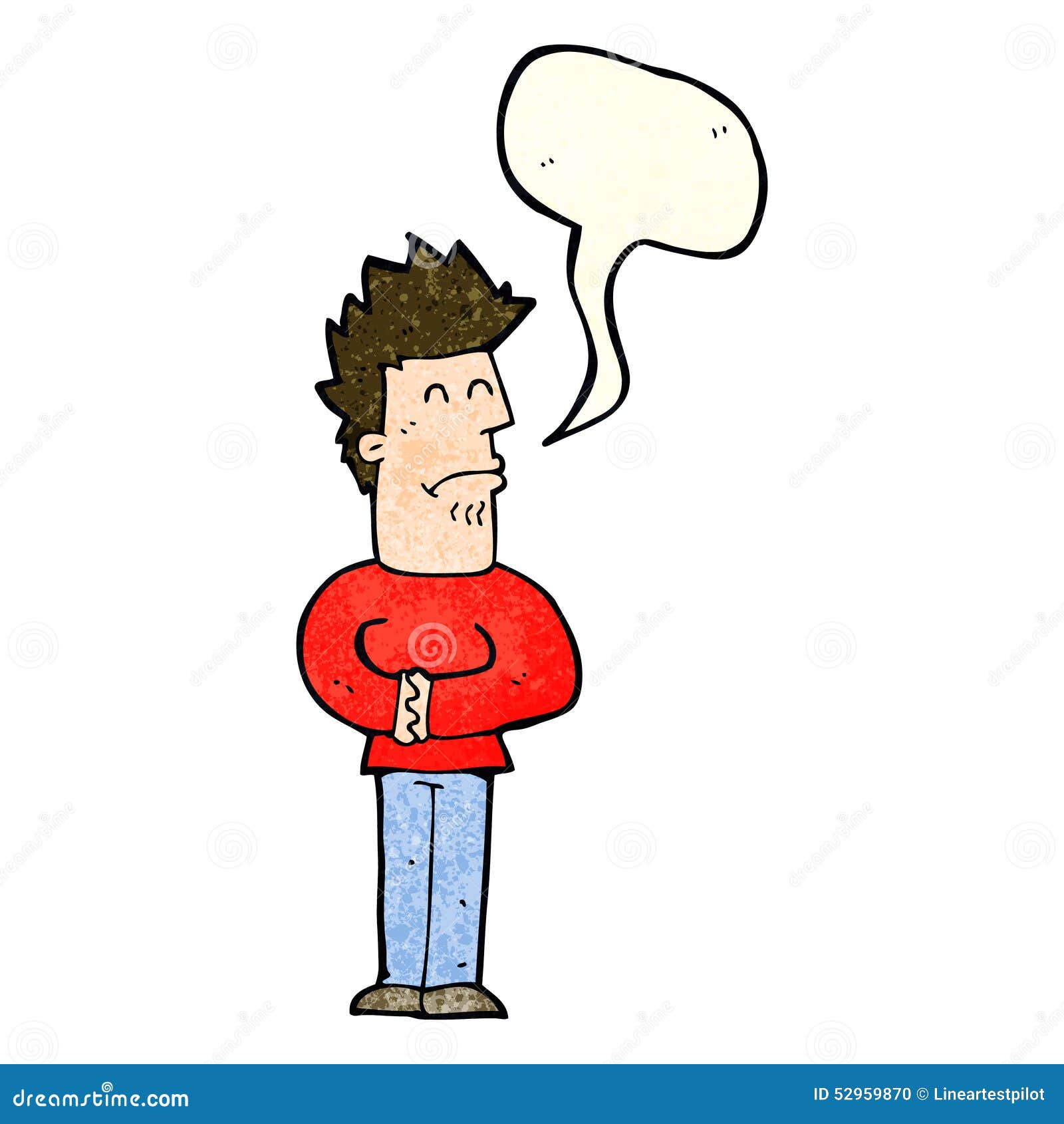Cartoon Nervous Man with Speech Bubble Stock Illustration ...
