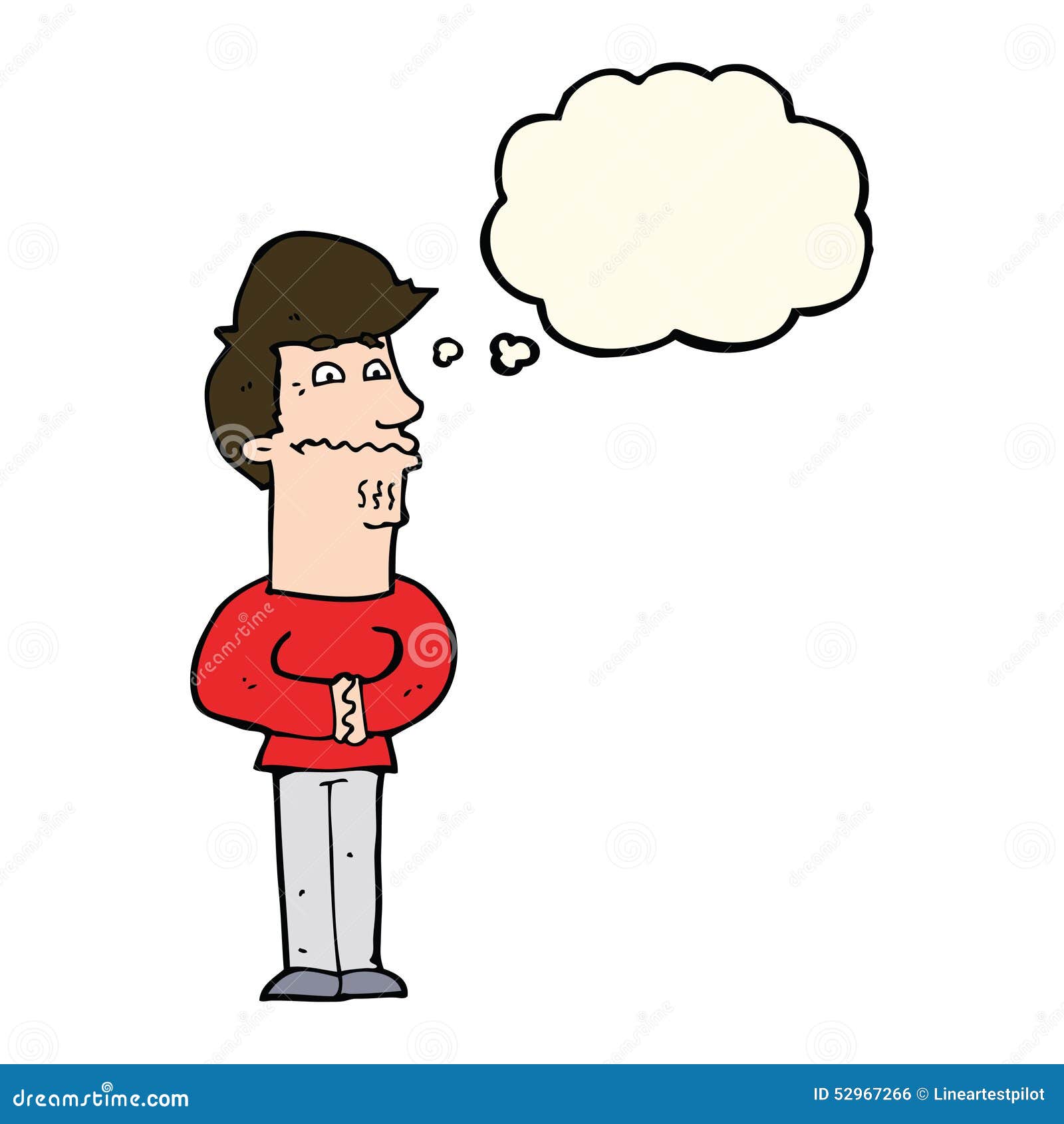 Cartoon Nervous Man with Thought Bubble Stock Illustration ...