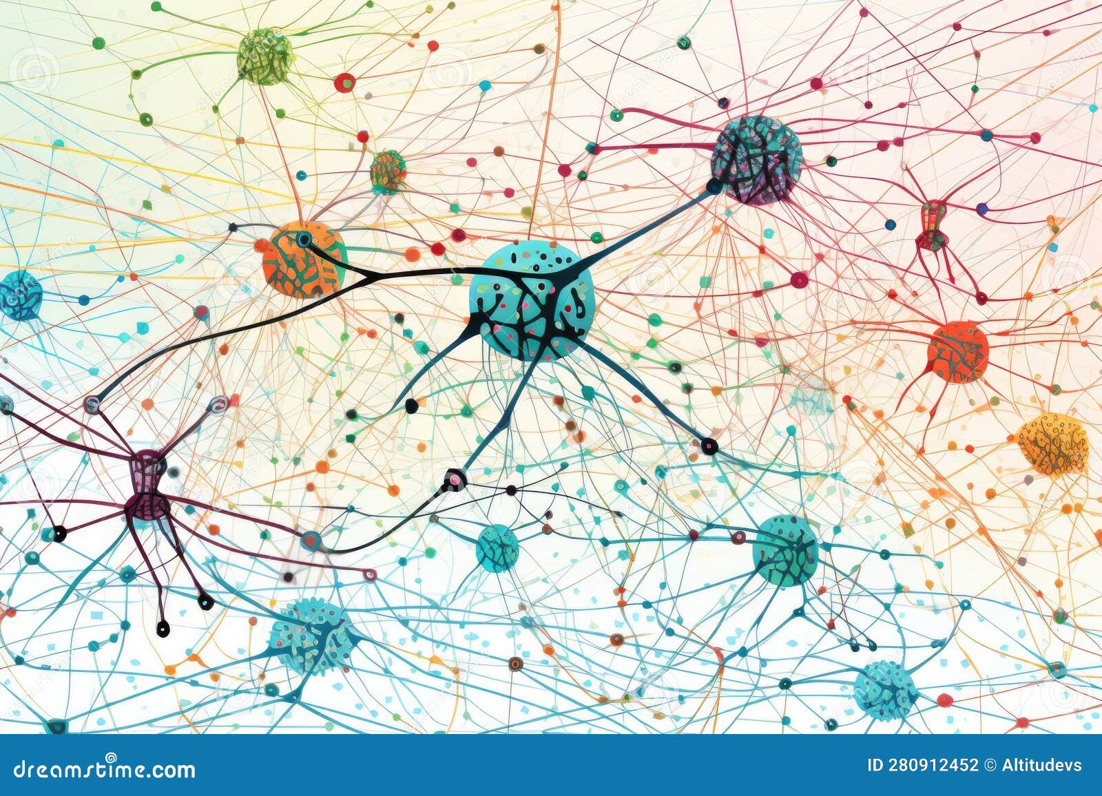 Cartoon of Neural Network with Many Different Connections, Each One ...