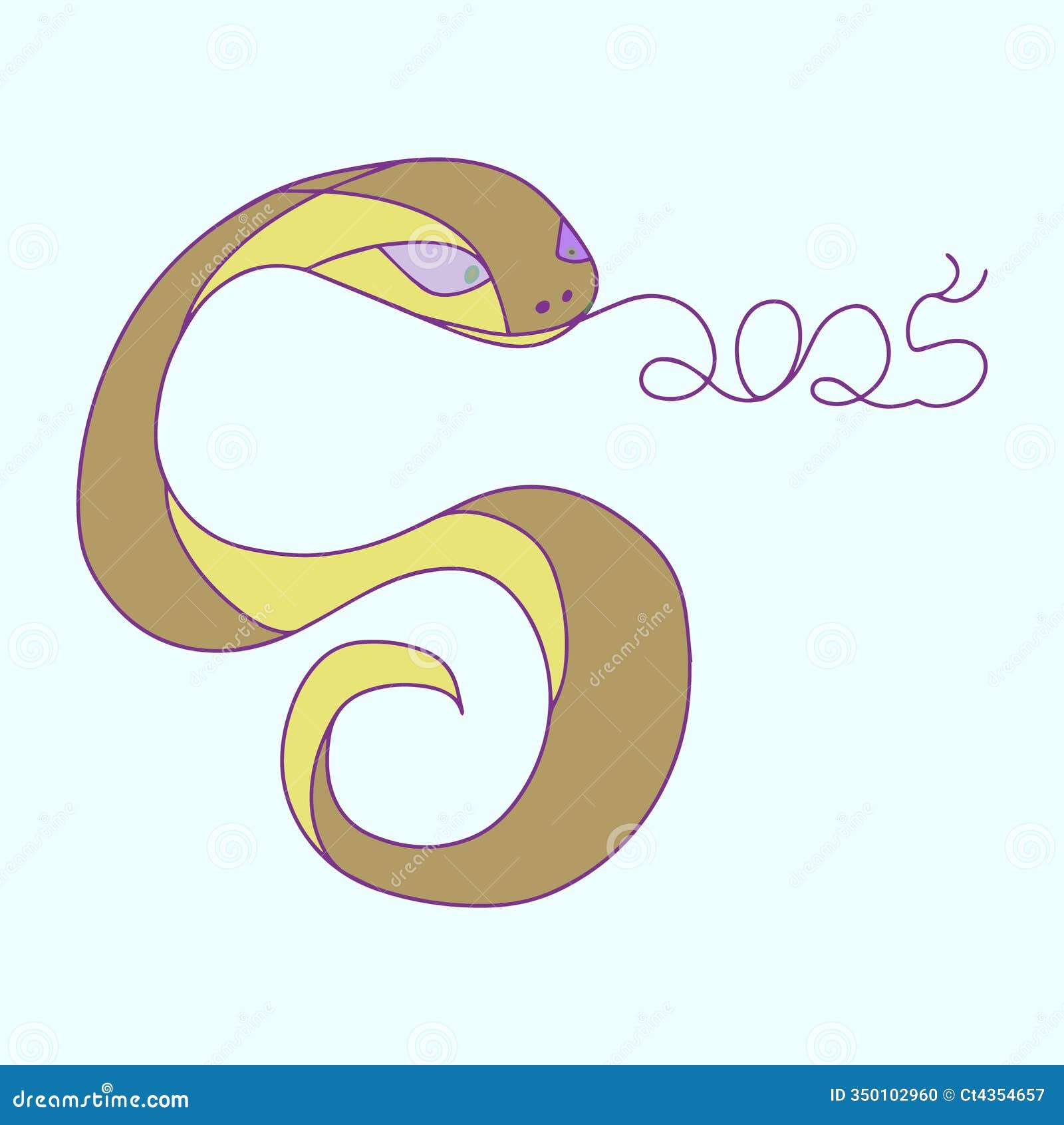 Cartoon New Year Snake 2025 on a Light Background Stock Illustration ...
