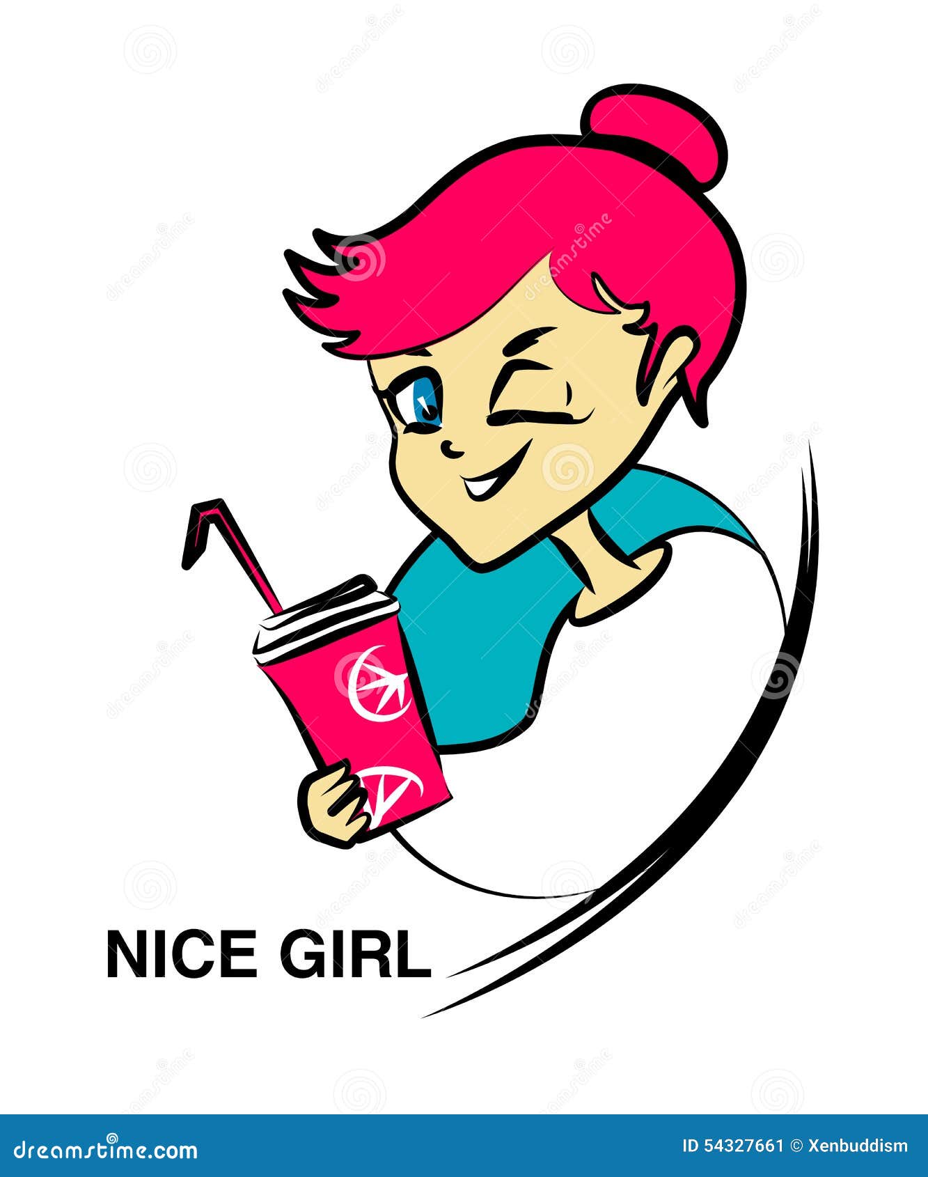 Cartoon nice girl stock illustration. Illustration of girl - 54327661