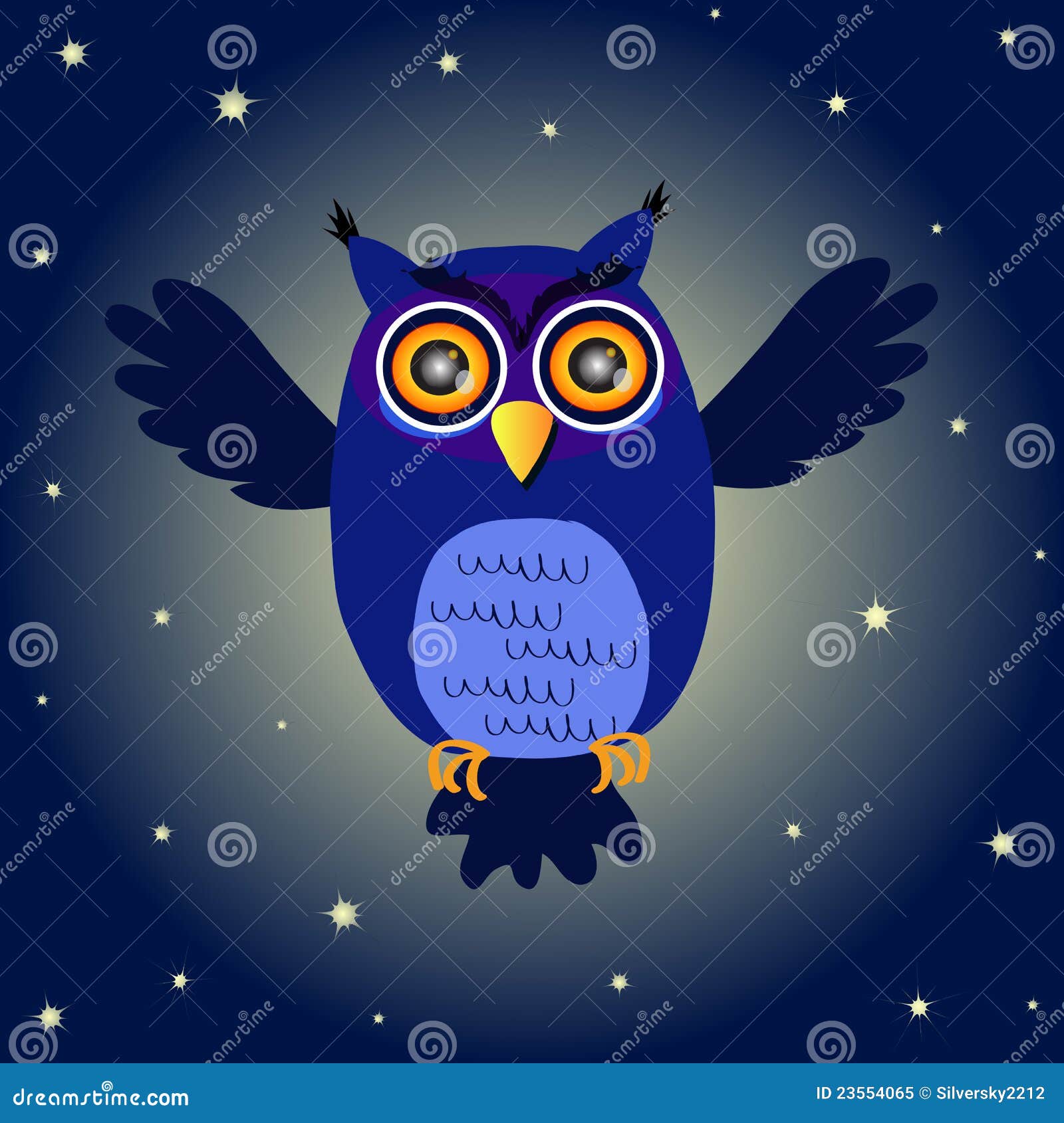 Cartoon night Owl stock vector. Illustration of outline - 23554065