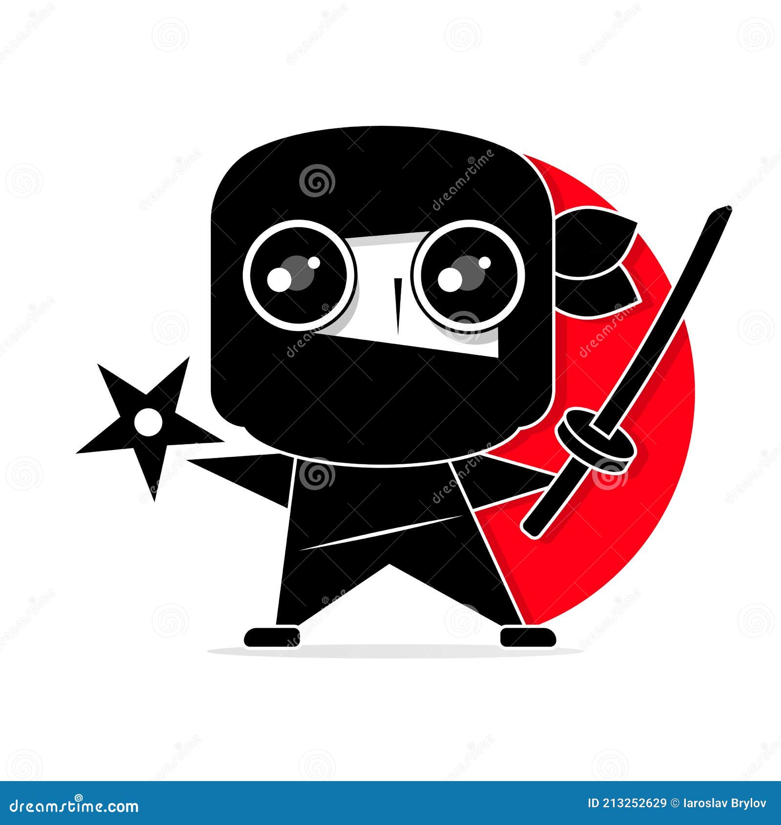 Cartoon Ninja Drawing in Chibi Manga Style. Cute Vector Stock Vector ...