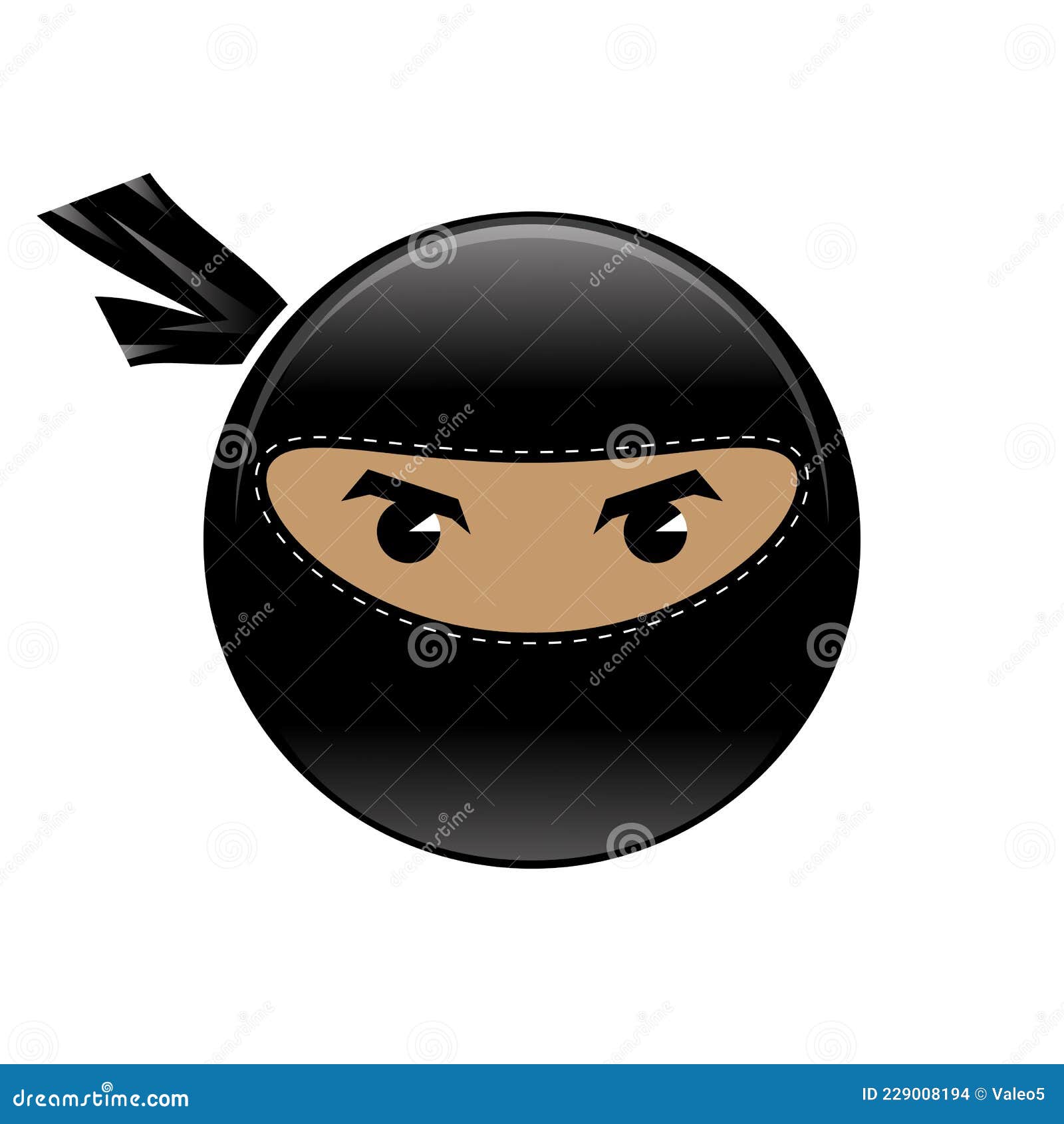 Cartoon Ninja Face Icon Isolated on White Background. Warrior Logo ...