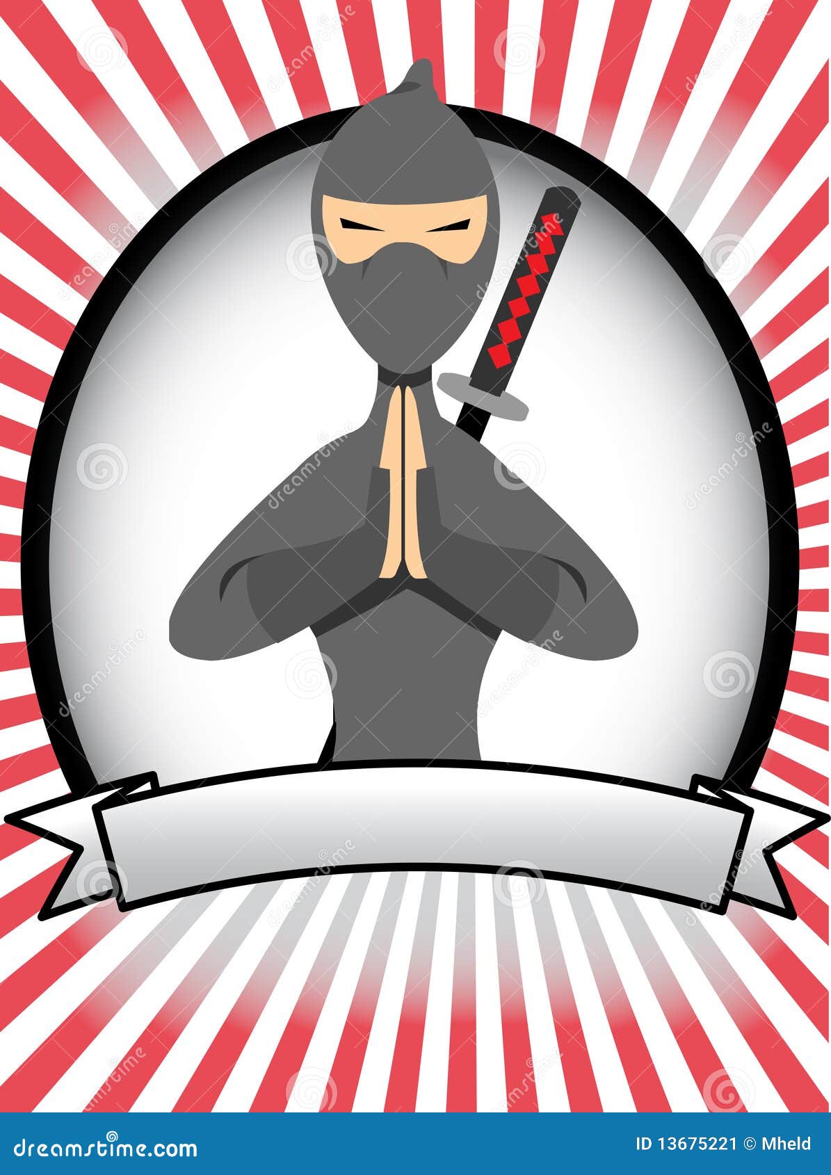 Cartoon Ninja Oval Banner Ad Stock Vector - Illustration of defense ...