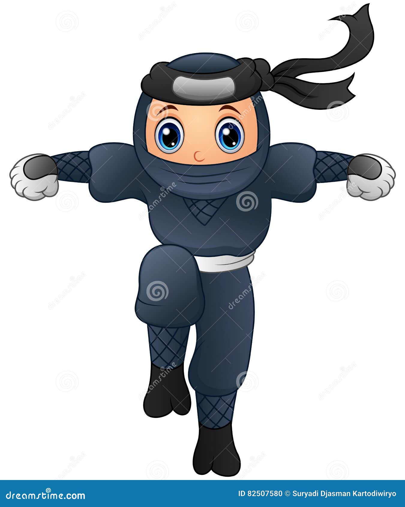 Cartoon ninja running stock vector. Illustration of running - 82507580