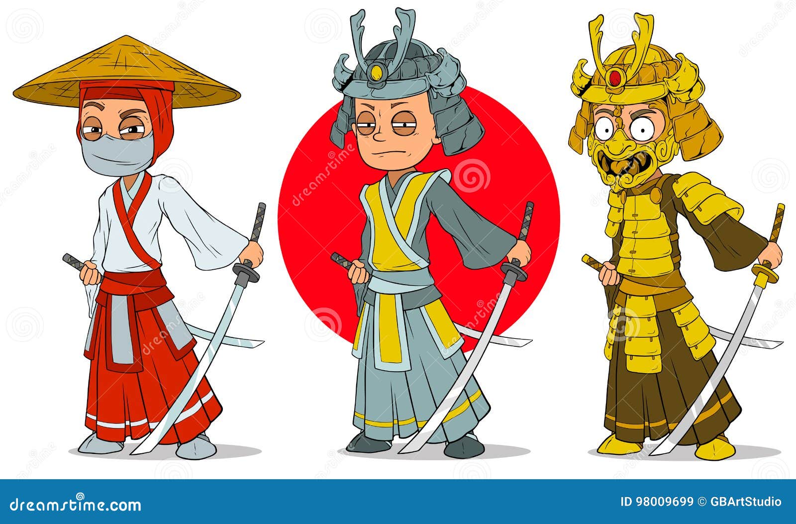 Ninja Samurai Warrior Fighter Weapon Swords Cartoon Vector ...