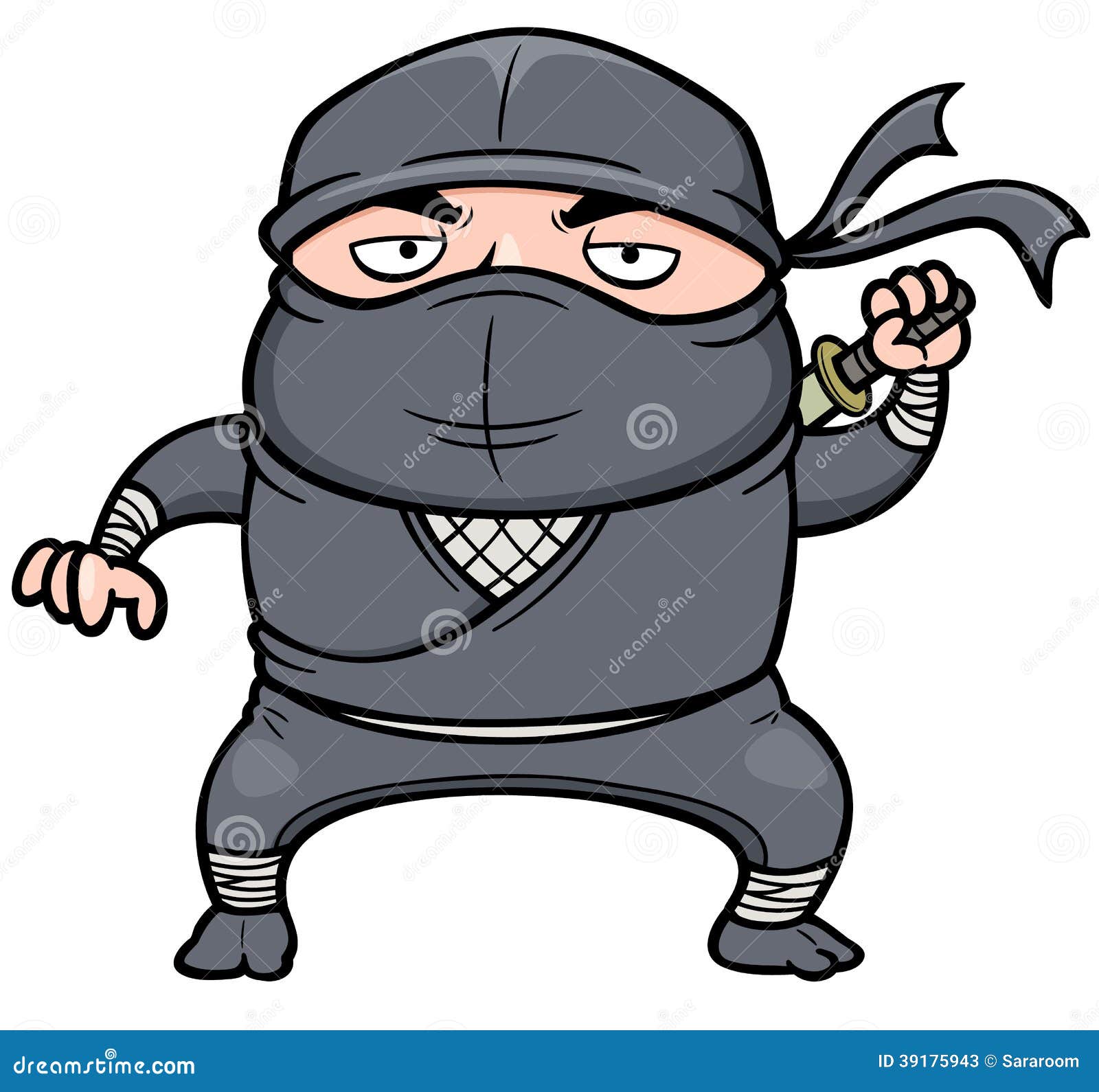 Cartoon Ninja Face Icon With Katana Isolated On White Background ...