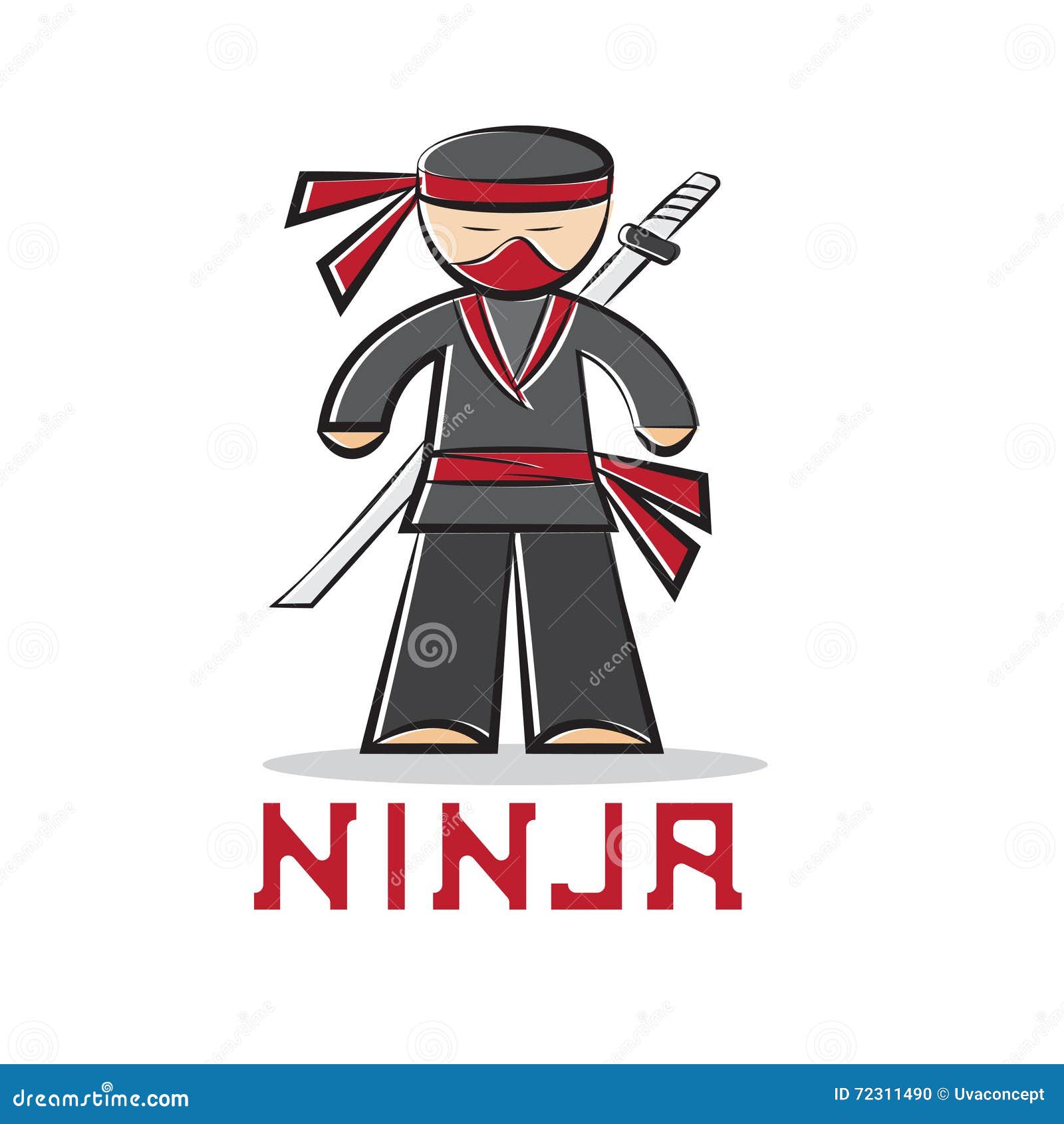 Cartoon Ninja Young Man Design Illustration Stock Vector - Illustration ...