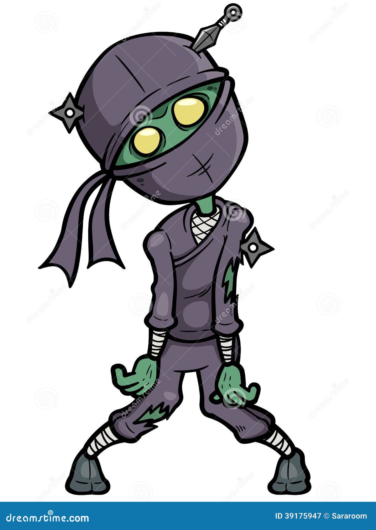 Cartoon Ninja Face Icon With Katana Isolated On White Background ...