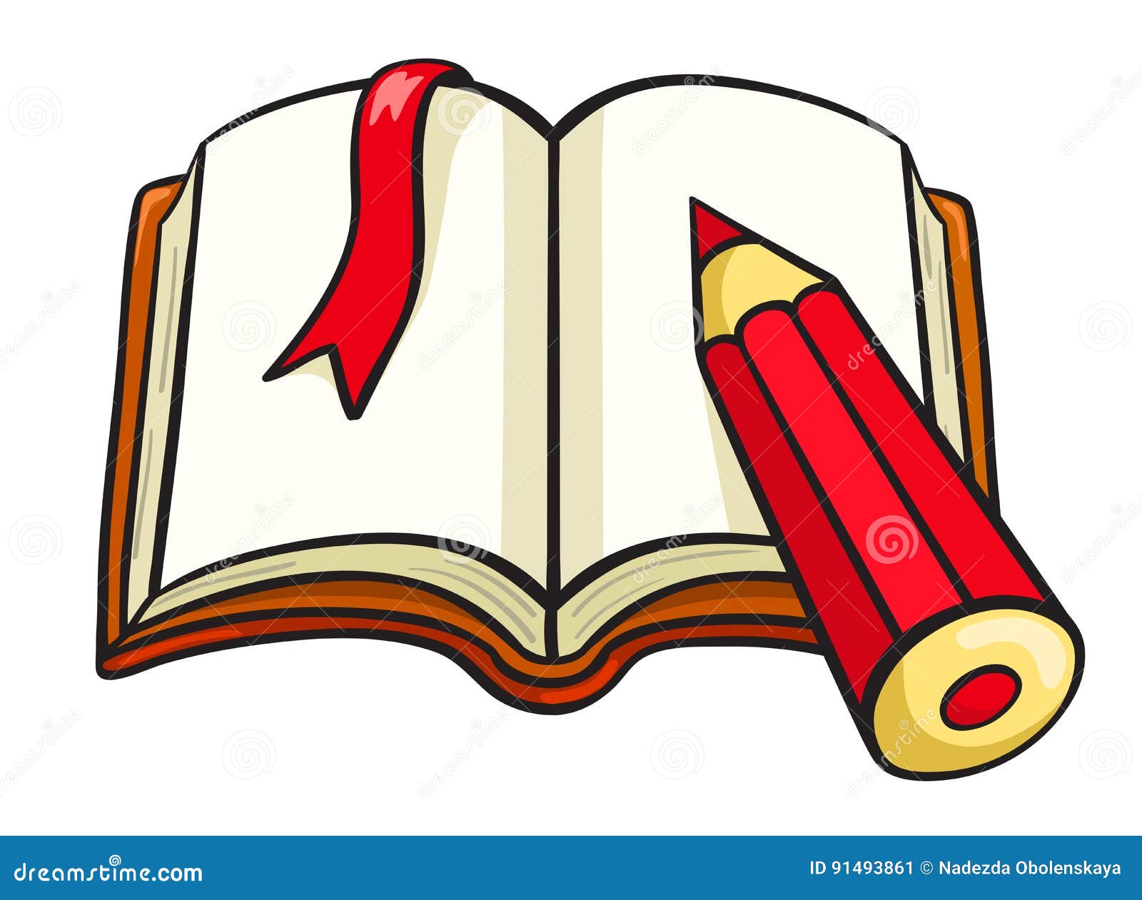 Cartoon Notebook and Red Pencil Stock Vector - Illustration of group ...