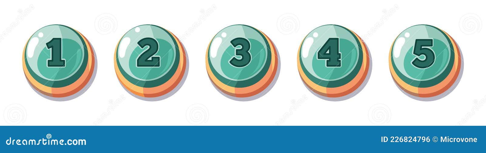 Cartoon Number Buttons. Glossy Gaming Button, Numbering from One To Five Stock Vector ...