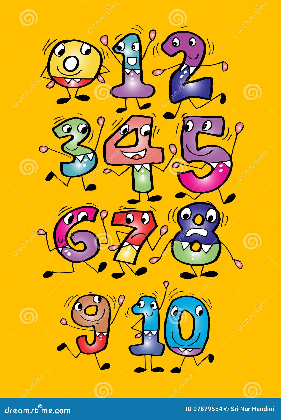 Cartoon Number Buttons. Glossy Gaming Button, Numbering From One To ...