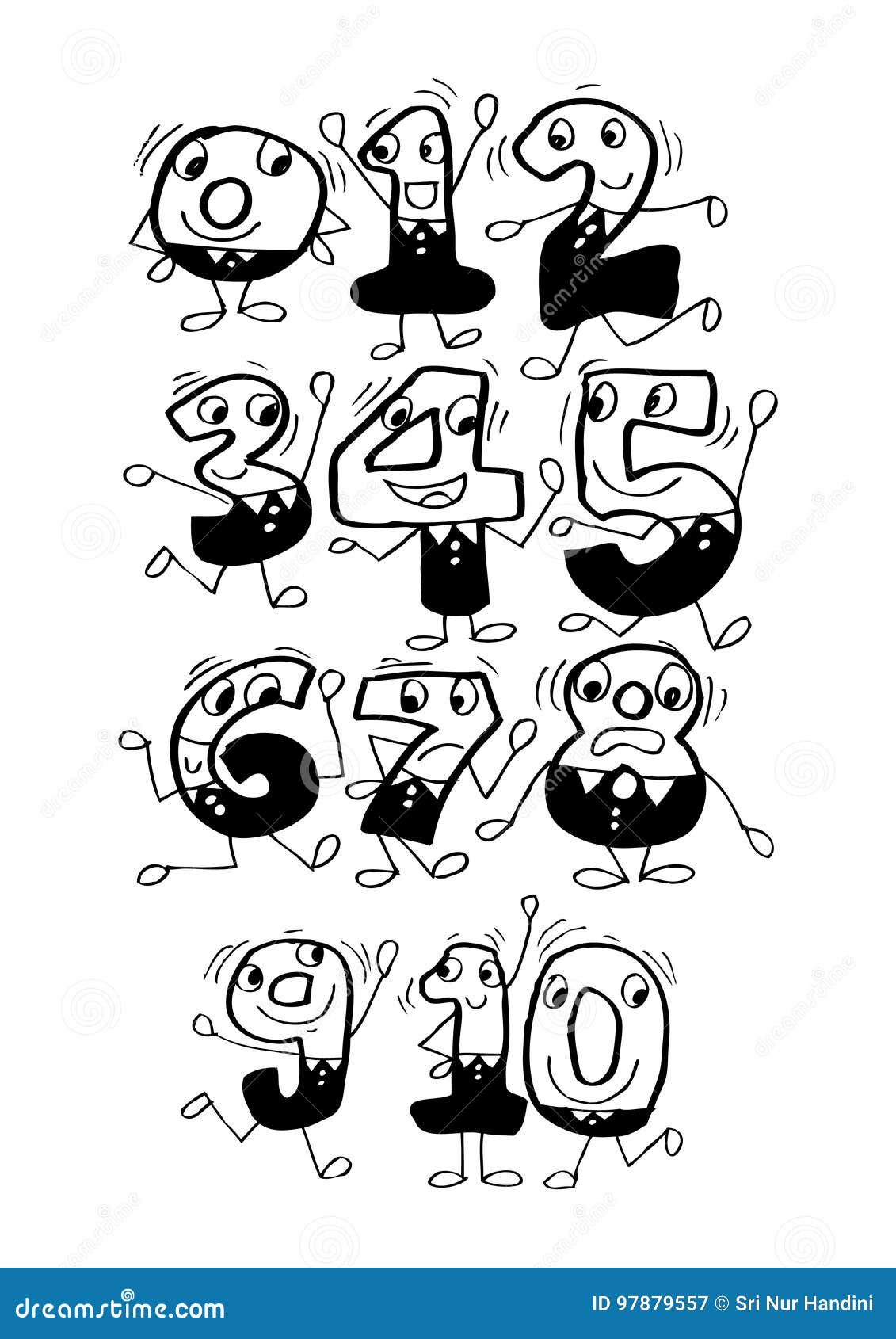 Cartoon number. stock vector. Illustration of clip, pose - 97879557