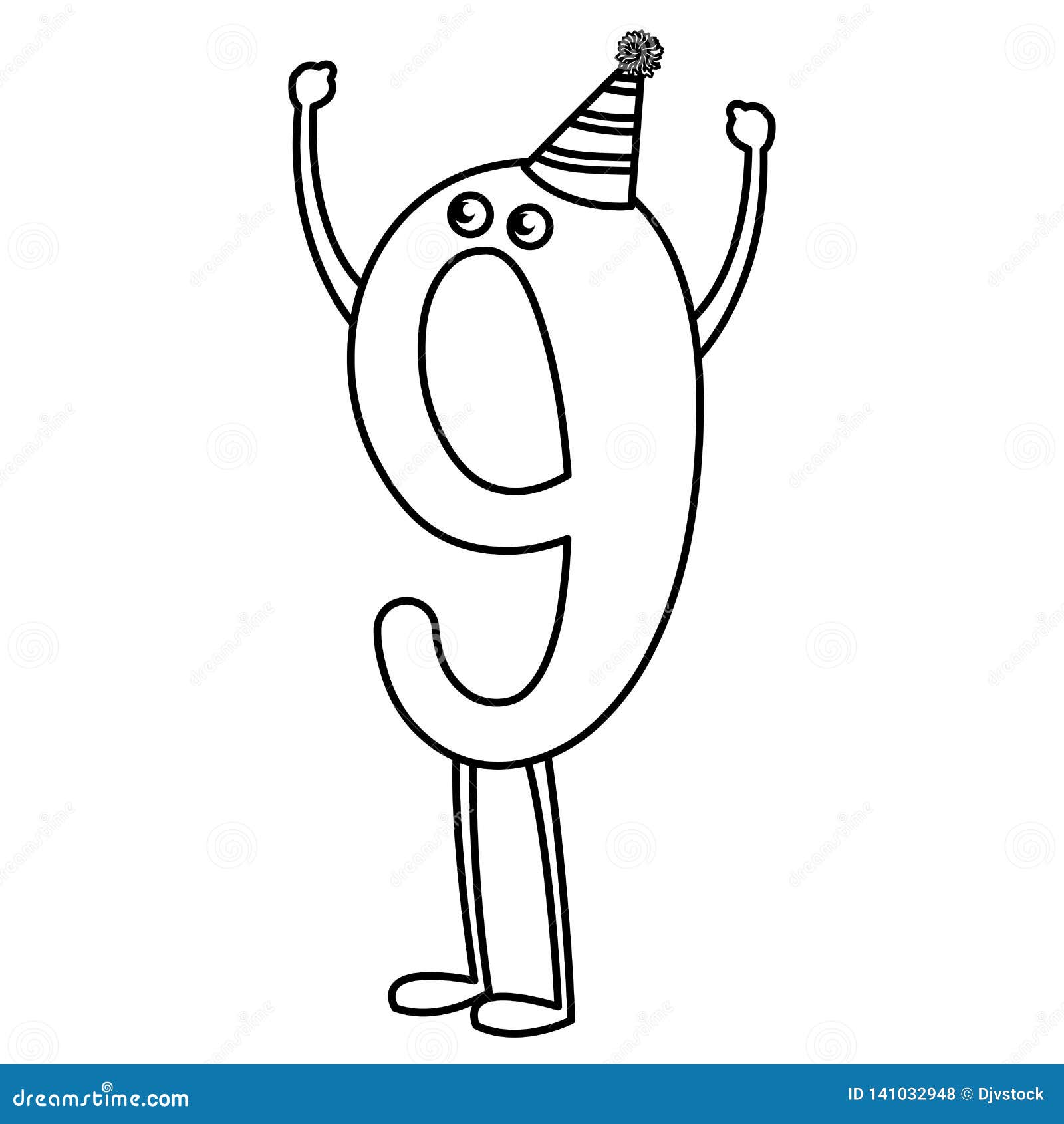 Cartoon number nine design stock vector. Illustration of doodle - 141032948